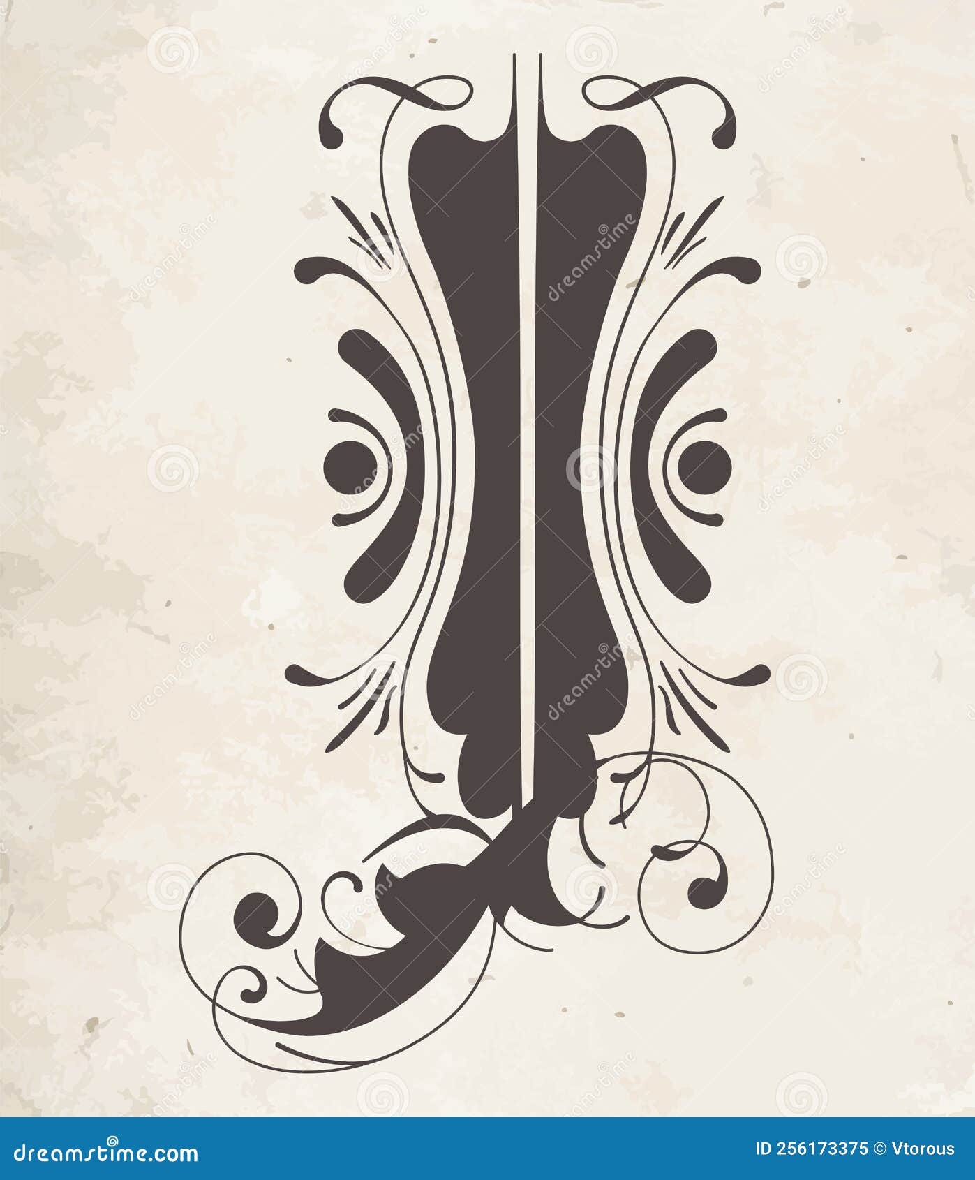 Decorative letter J stock vector. Illustration of vintage - 256173375