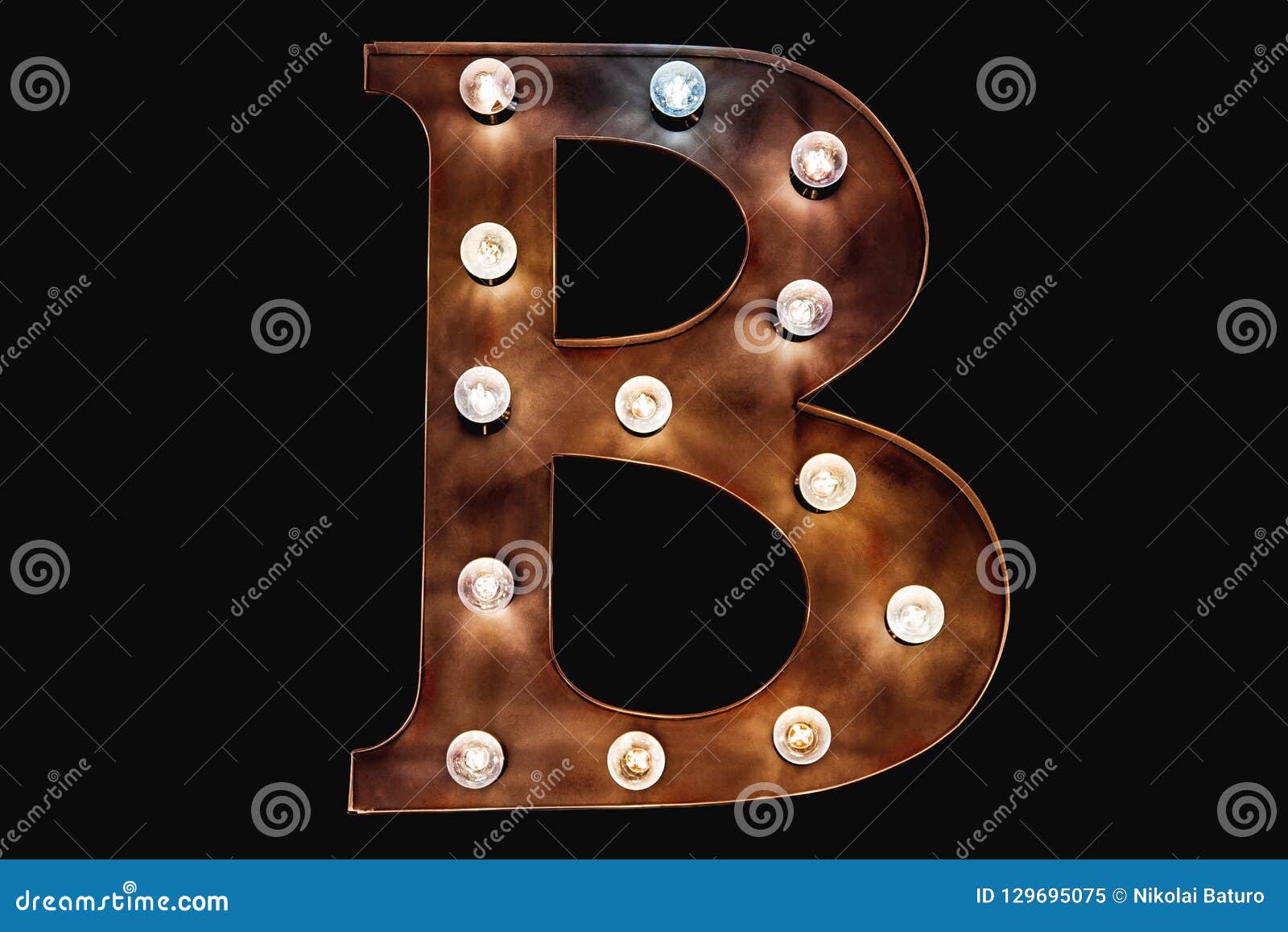 Decorative Letter with Light Bulbs Stock Image - Image of electric ...
