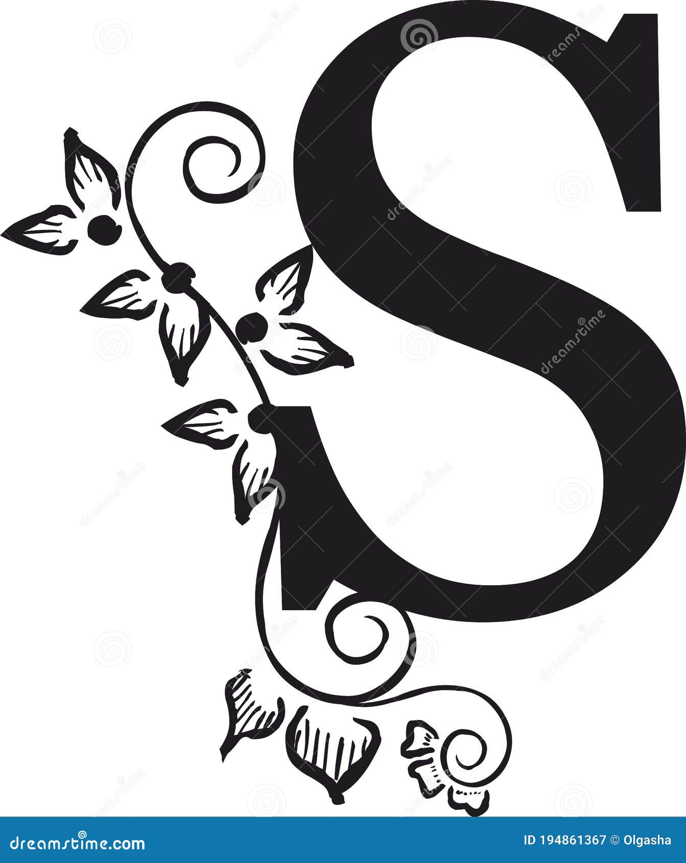 Decorative letter S stock vector. Illustration of logo - 194861367