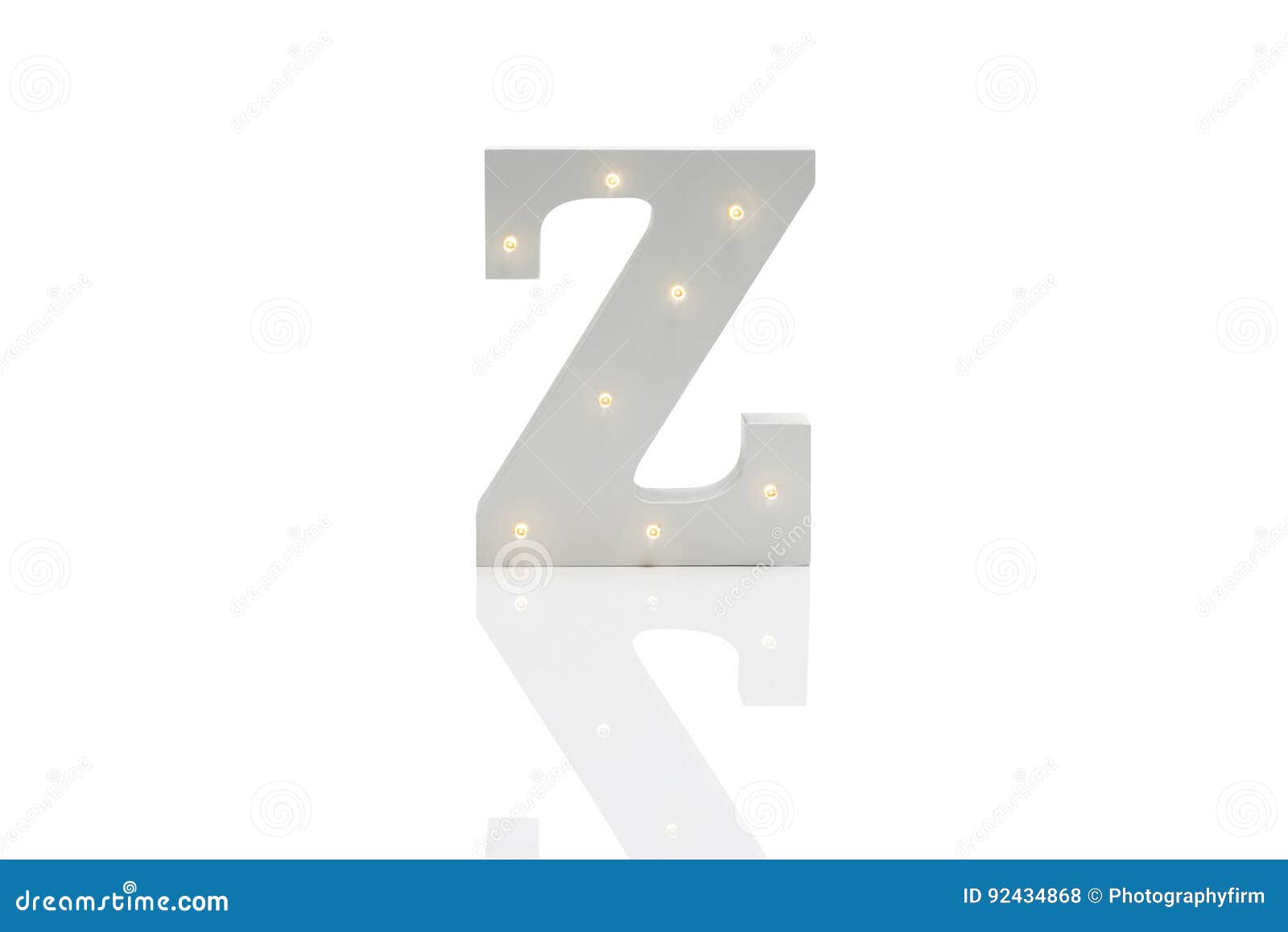 Decorative Letter Z with Embedded LED Lights Over White Background ...