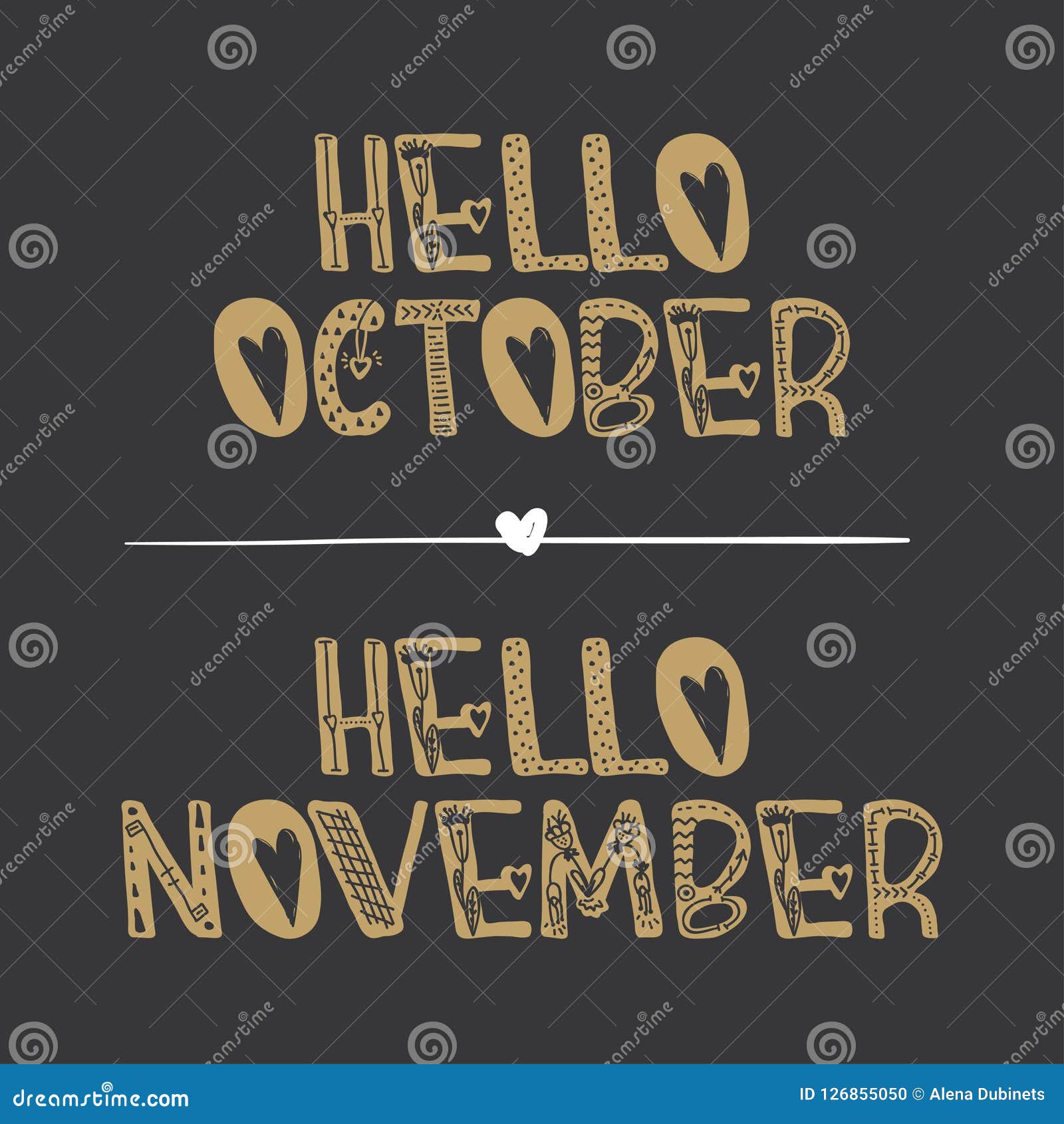 Decorative Lettering Collection Hello October and Hello November ...
