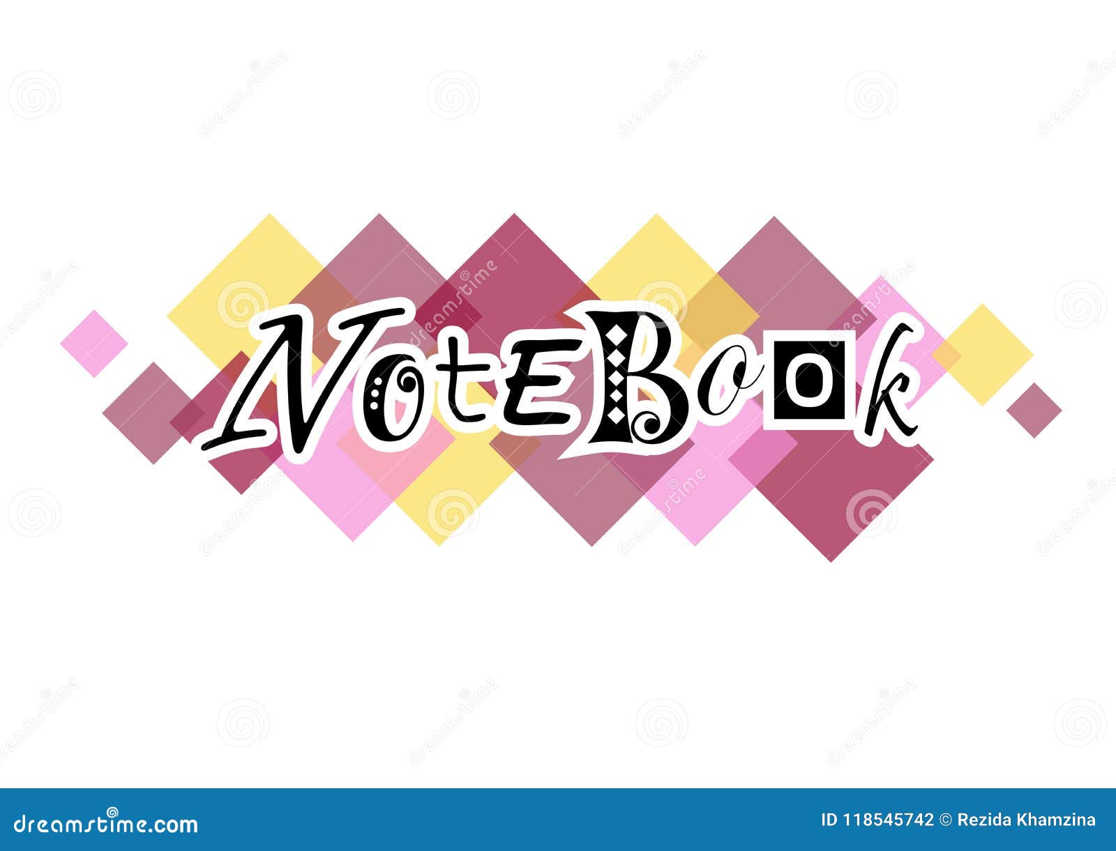 Decorative Lettering of Notebook on Colorful Background of Squares ...