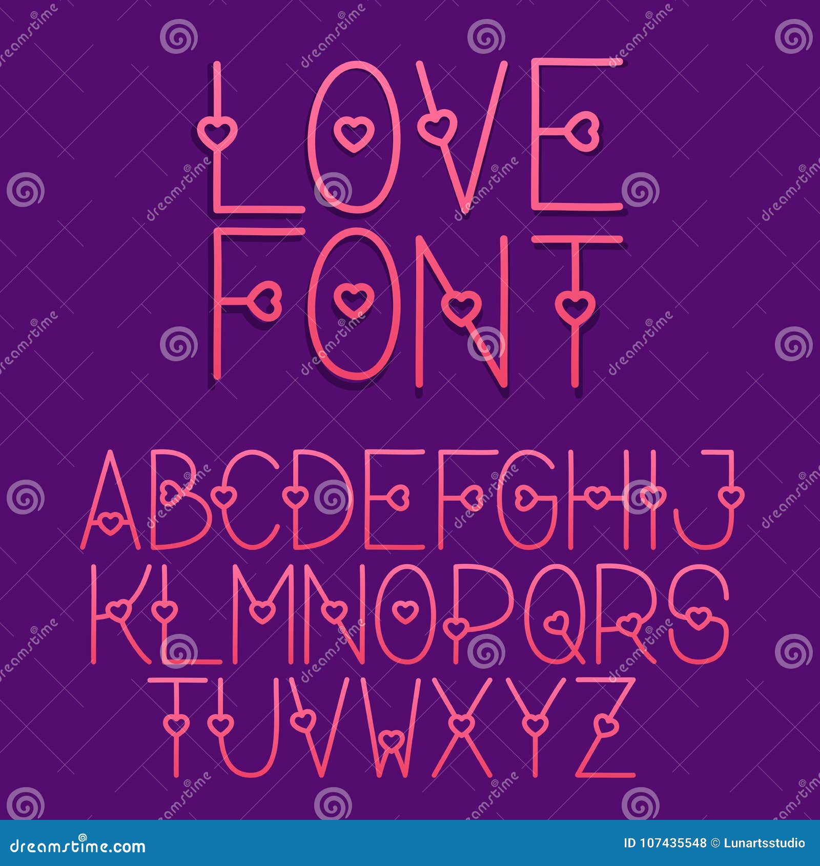 Decorative Letters Love the Alphabet with a Heart Letters Uppercase ...
