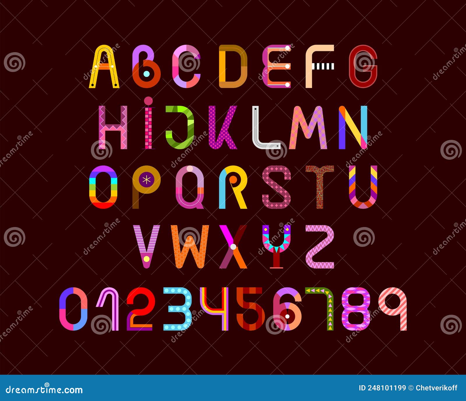 Decorative Letters and Numbers Stock Vector - Illustration of type ...