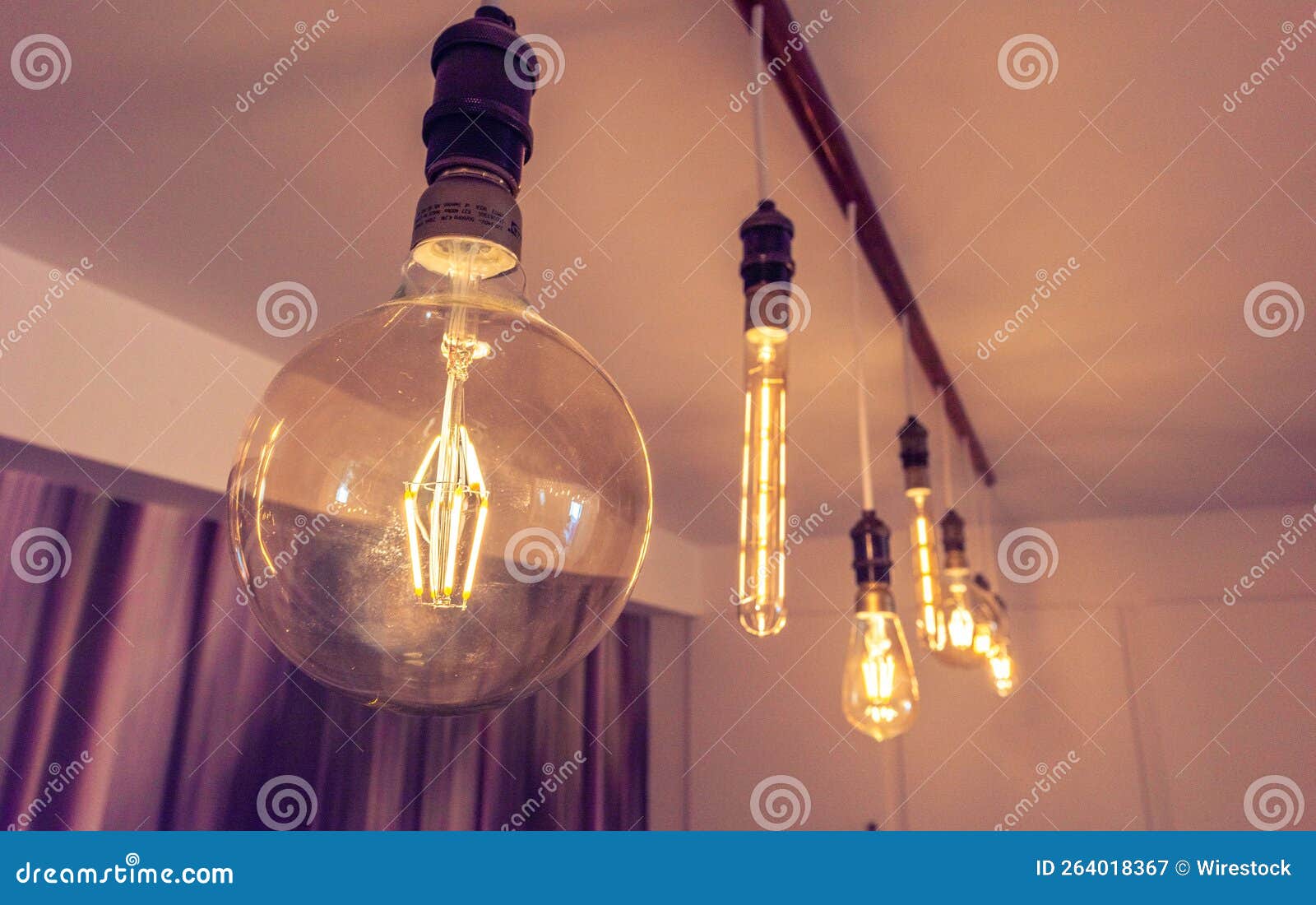 Decorative Light Bulbs Hanging on the Ceiling Stock Image - Image of ...