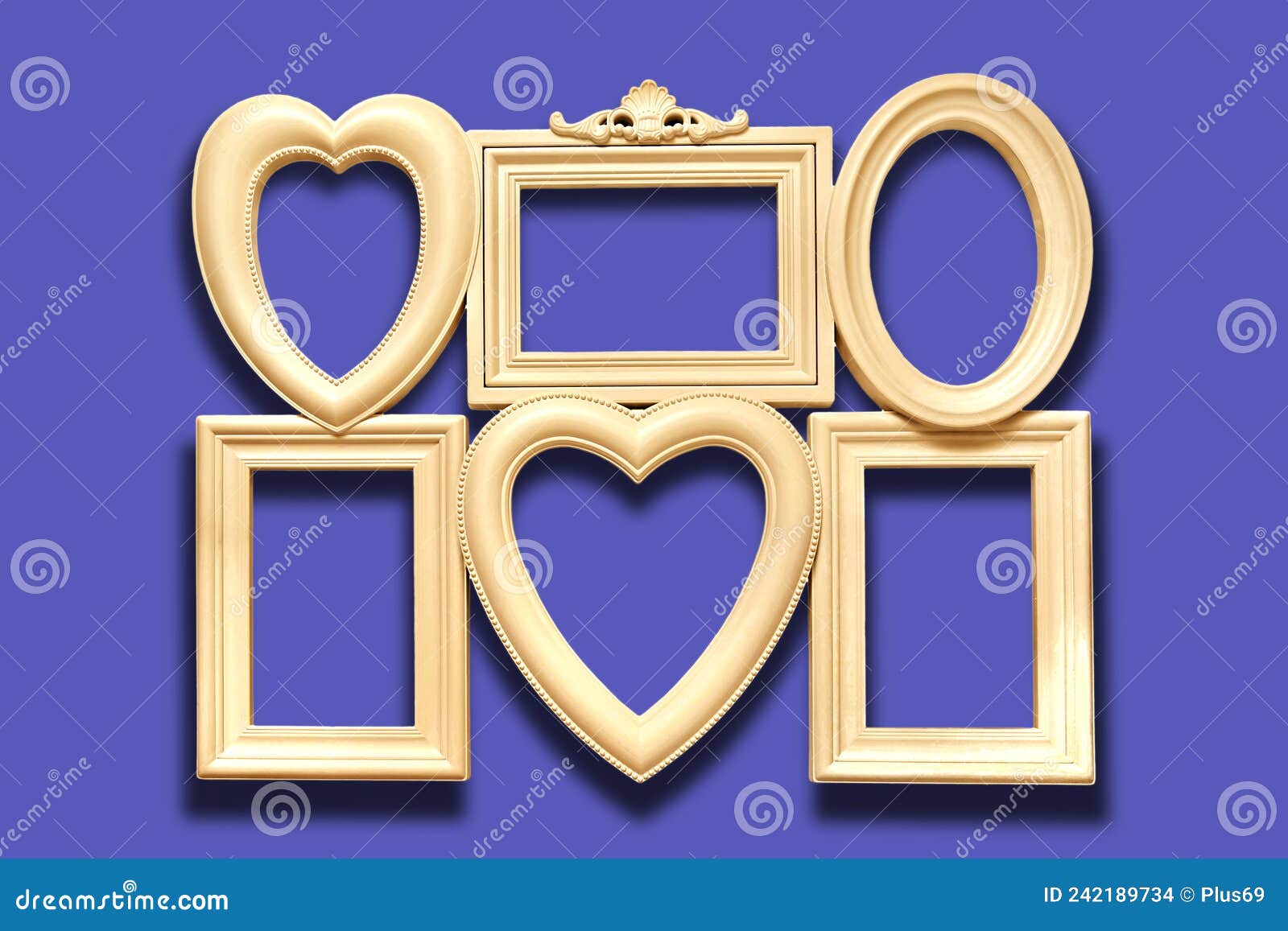 Decorative Light Coloured Photo Frames on a Color Trendy Background ...