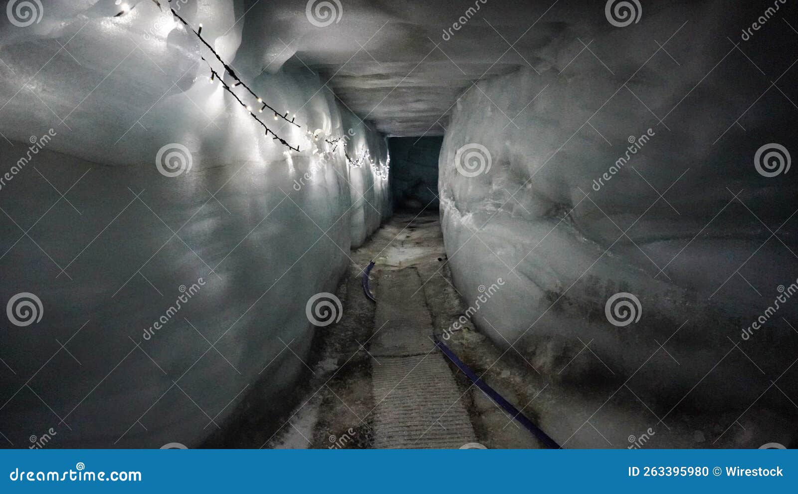 Decorative Lights Illuminating the Corridor of an Ice Cave in Iceland ...