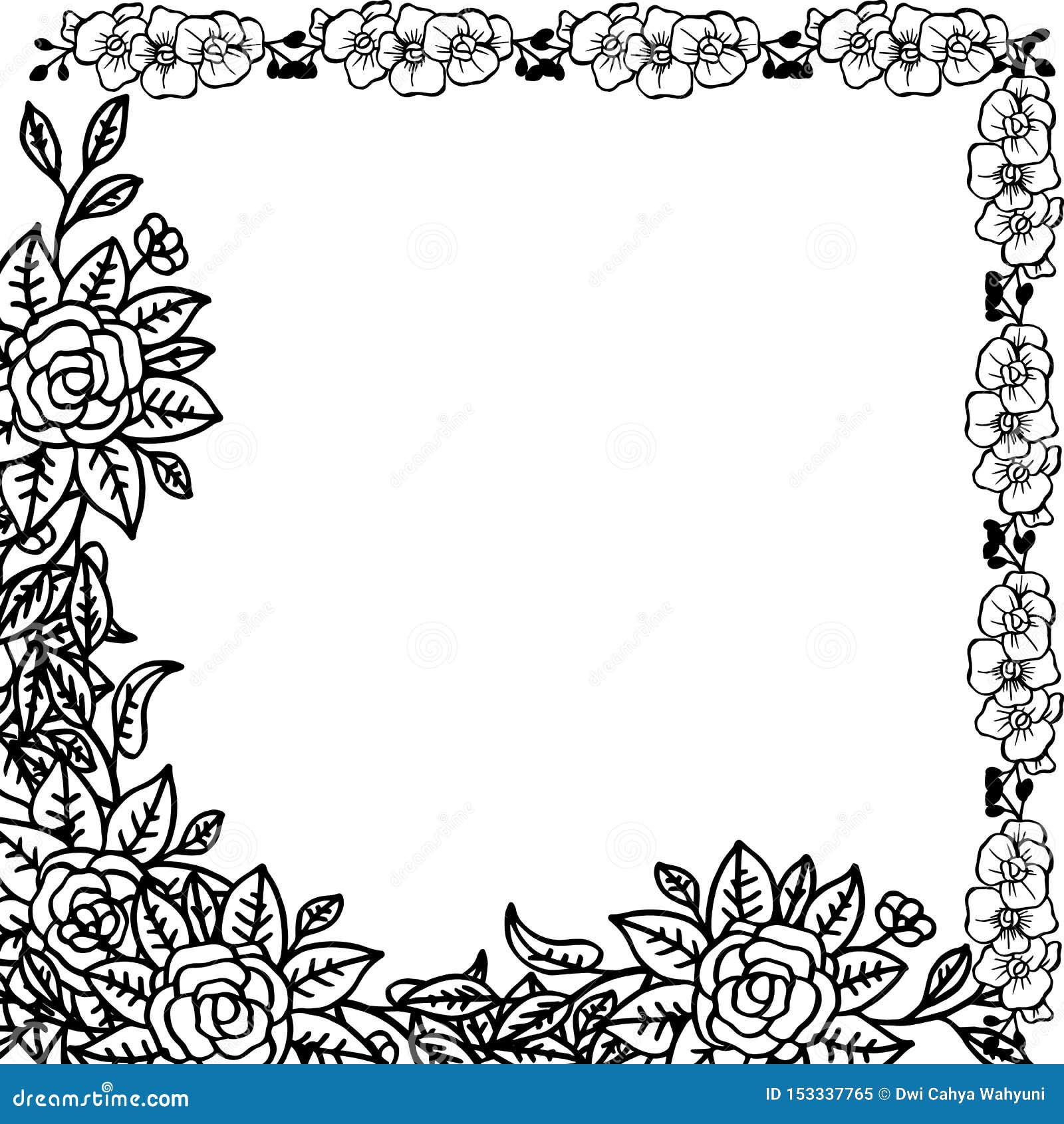 Decorative of Line Art Frames, Elegant Floral Frame. Vector Stock ...
