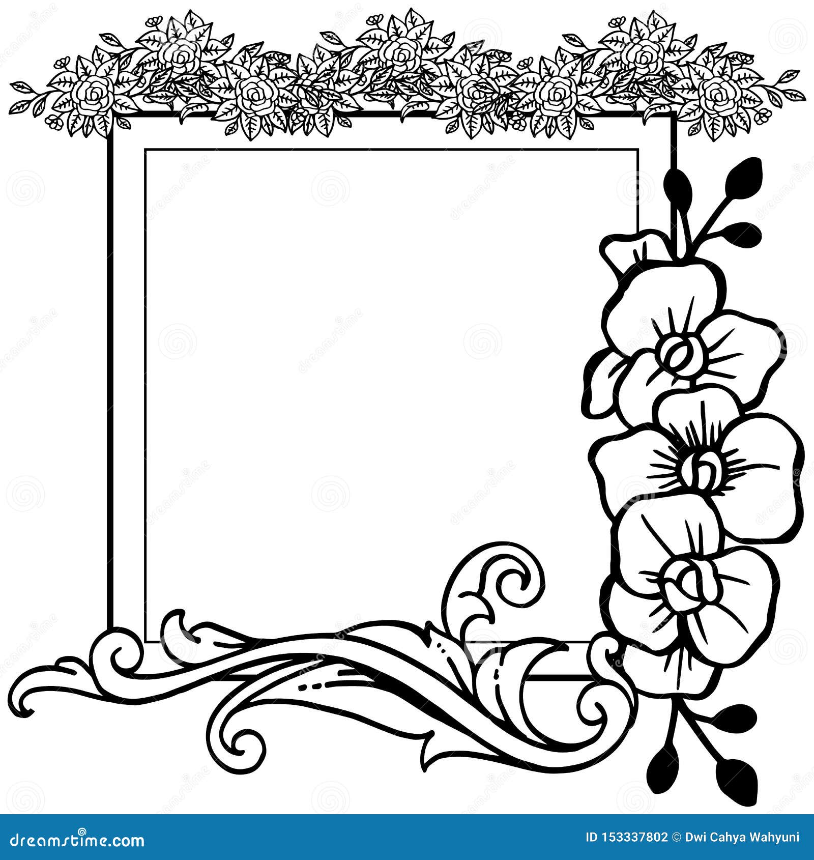 Decorative of Line Art Frames, Elegant Floral Frame. Vector Stock ...
