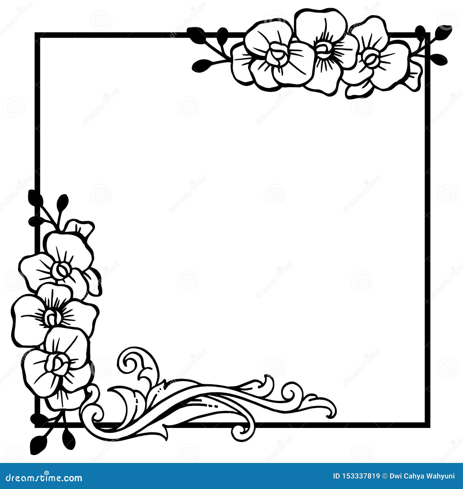 Decorative of Line Art Frames, Elegant Floral Frame. Vector Stock ...