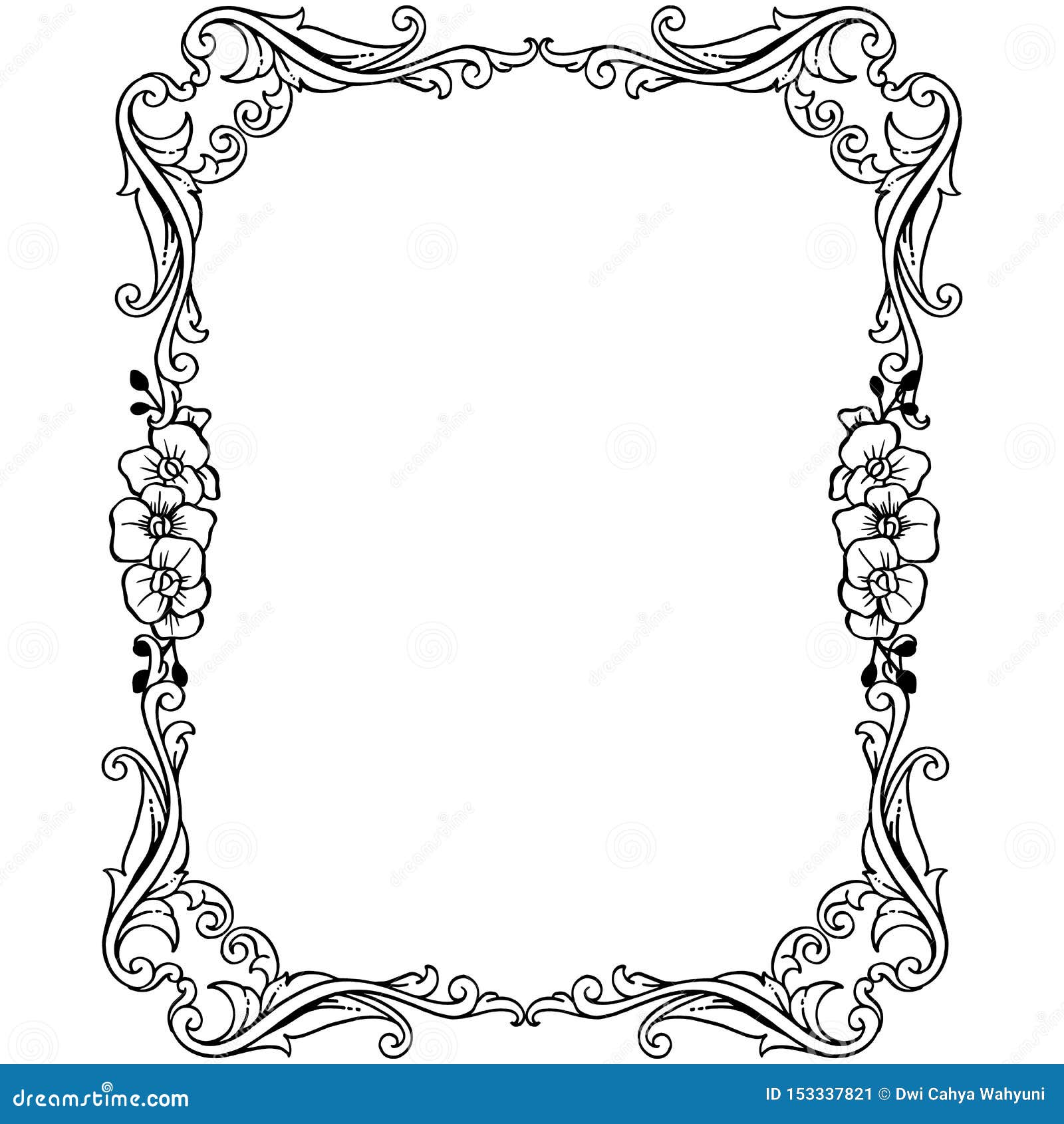 Decorative of Line Art Frames, Elegant Floral Frame. Vector Stock ...