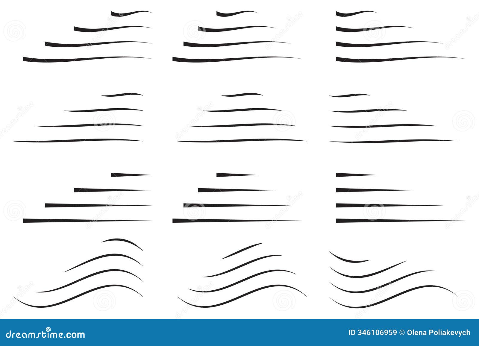 Decorative Line Elements. Abstract Wavy Shapes. Curved Stroke Details ...