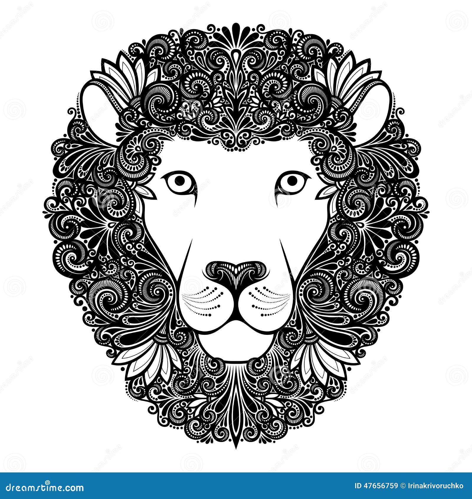 Decorative Lion with Patterned Mane Stock Vector - Illustration of ...