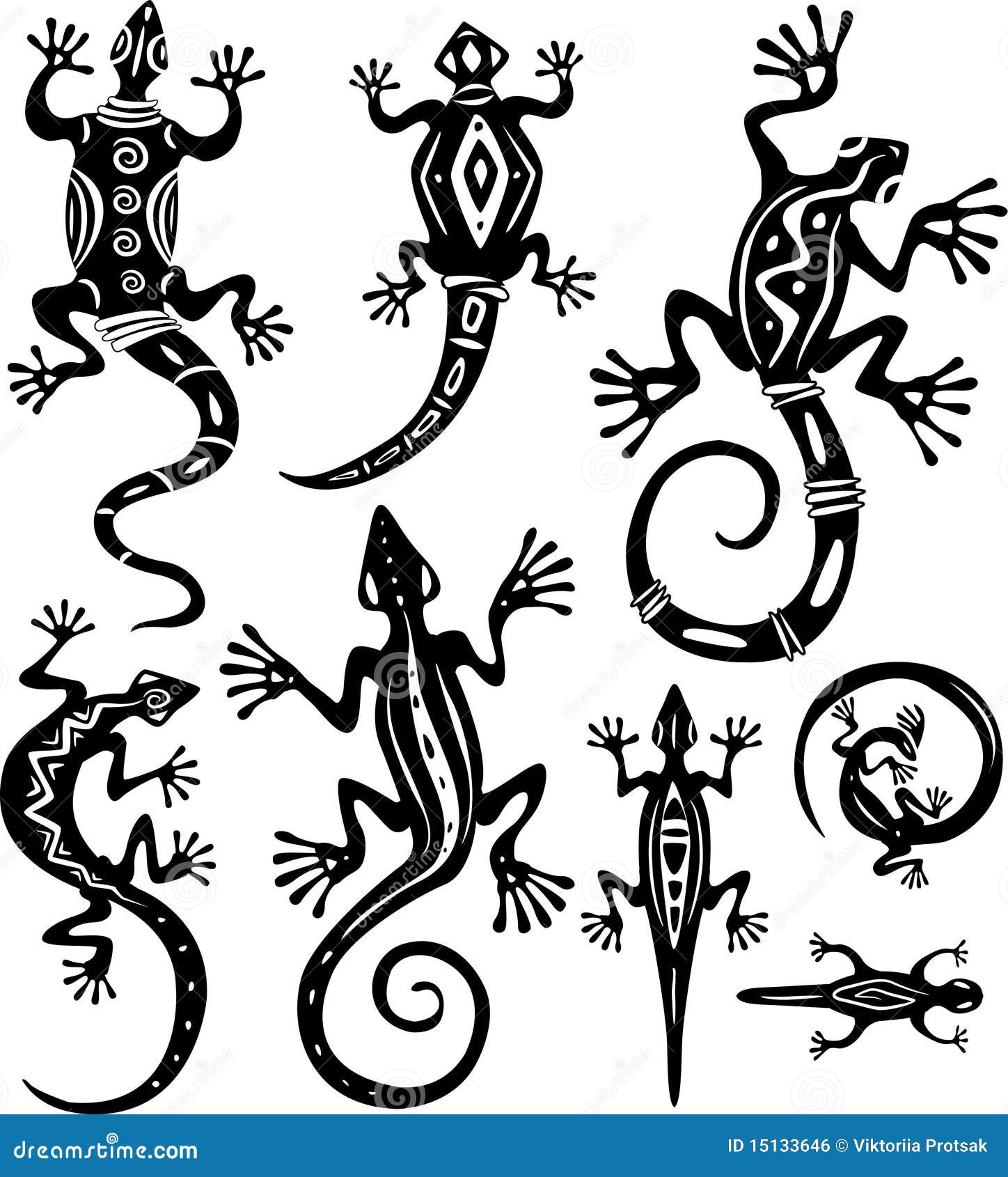 Decorative lizards stock vector. Illustration of lizard - 15133646