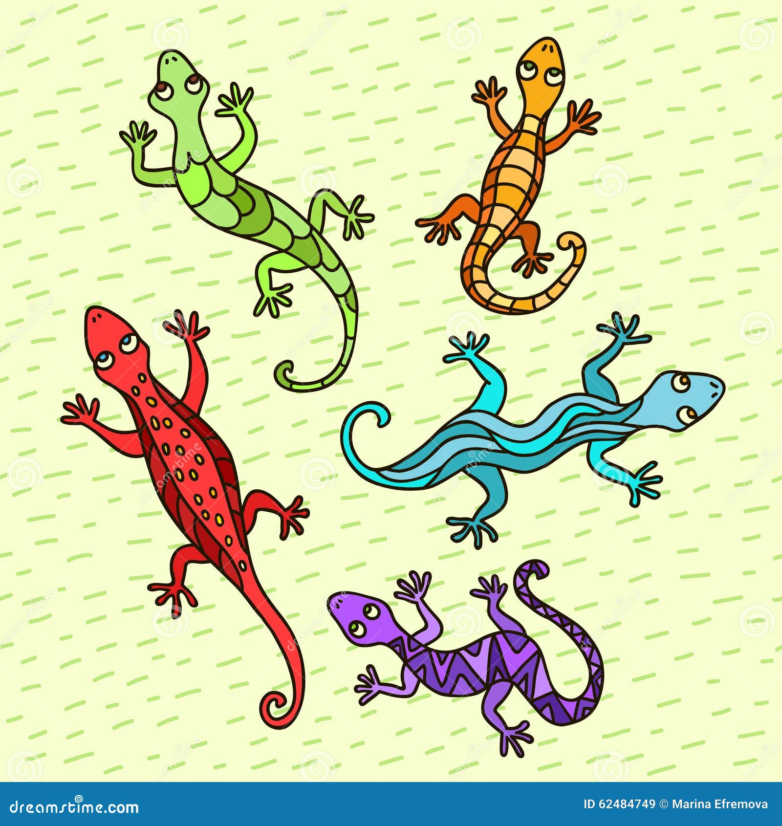 Decorative Lizards On The Grass Cartoon Vector | CartoonDealer.com ...