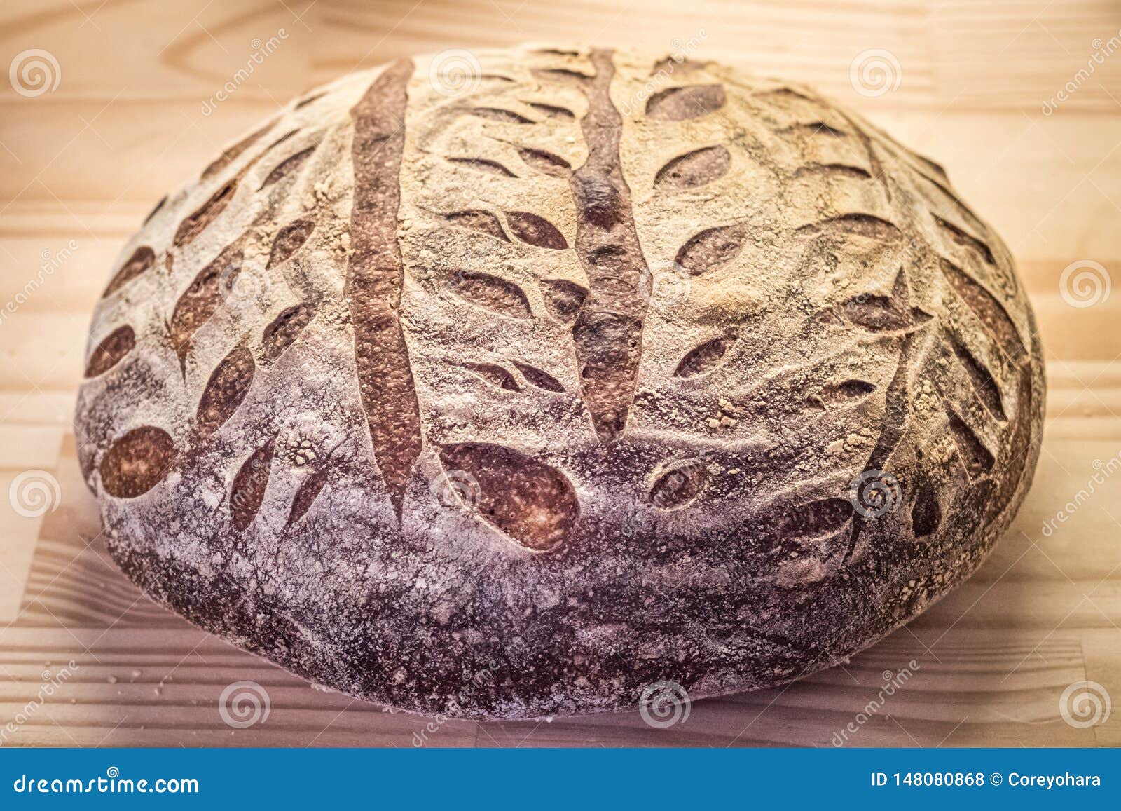 Loaf of Artisanal Rustic Bread Stock Photo - Image of food, cutting ...