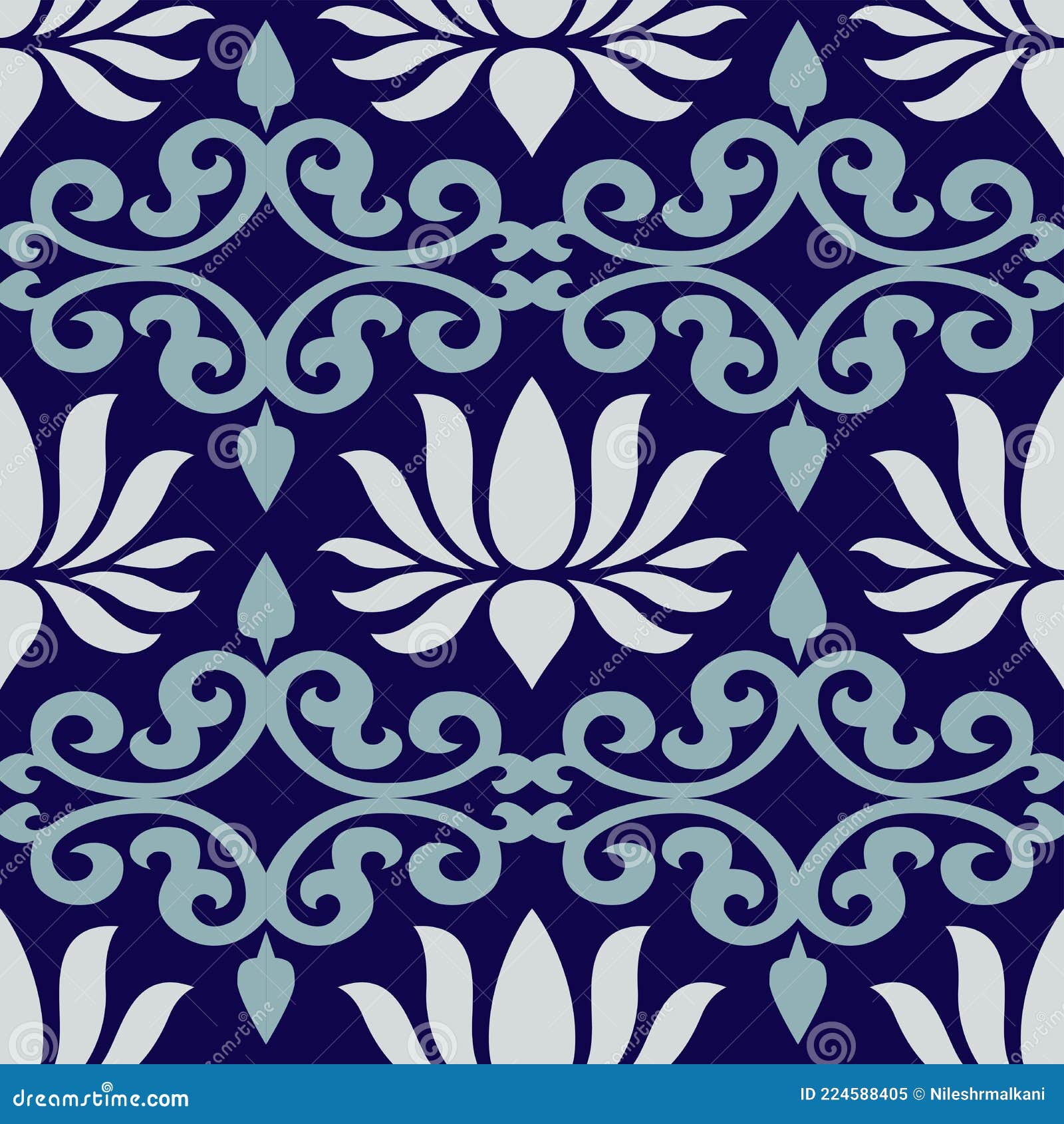 Decorative Lotus Flower Pattern Design Stock Vector - Illustration of ...