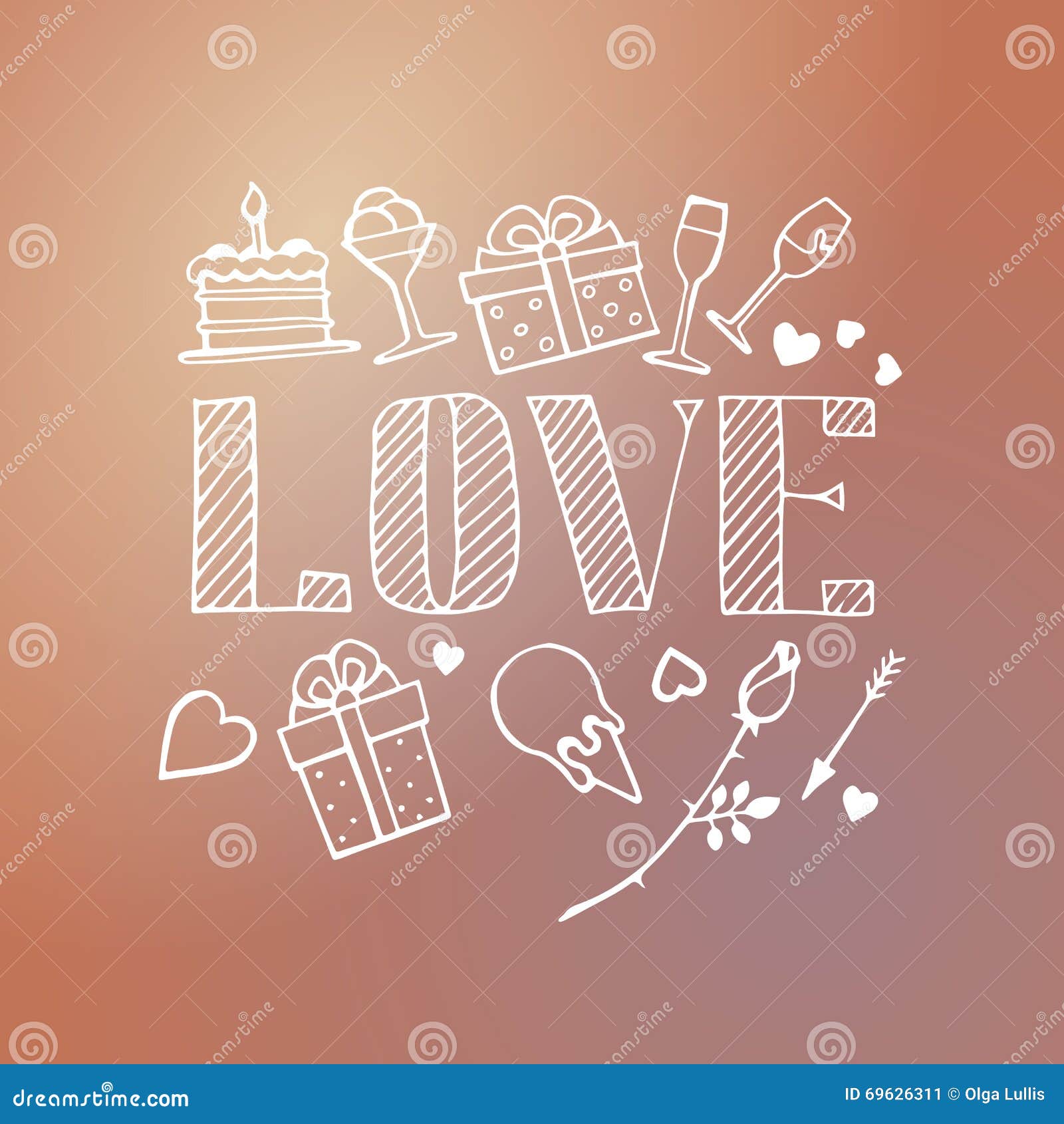 Decorative Love Card Template Stock Illustration - Illustration of card ...