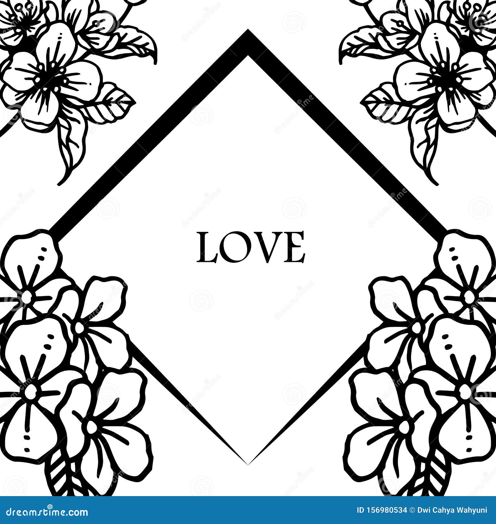 Decorative of Love Letter with Border Pattern of Wreath Frame Blooms ...