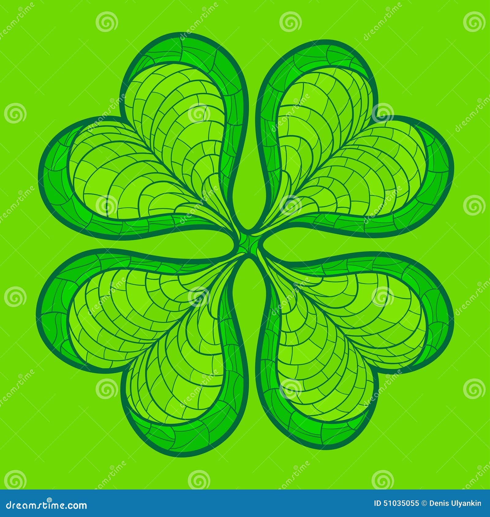 Decorative Lucky Clover Leaf Stock Vector - Illustration of pattern ...