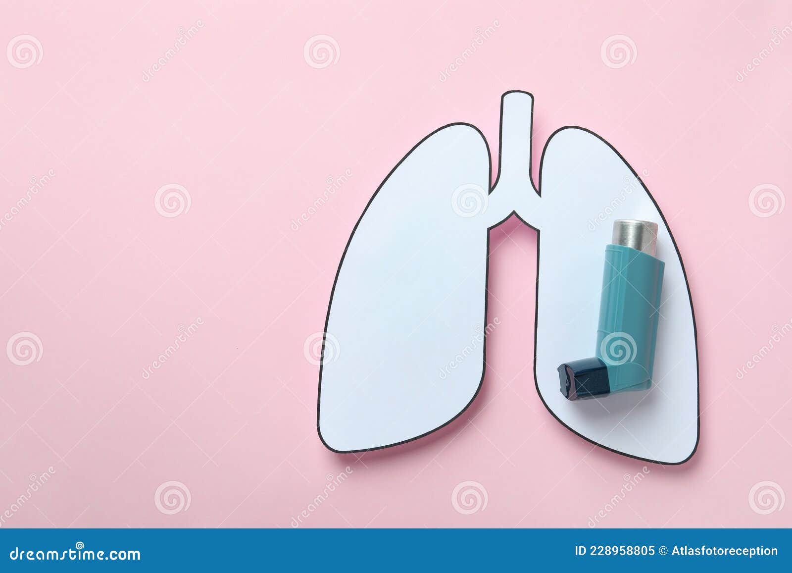 Decorative Lungs And Inhaler On Pink Background Stock Photography ...