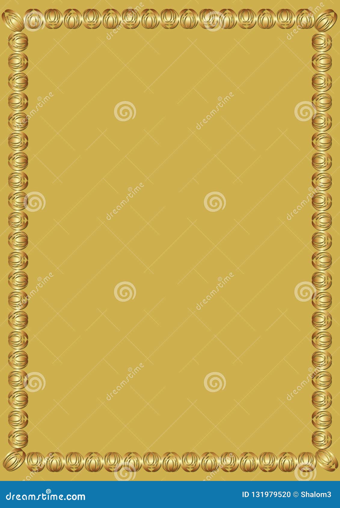 Decorative Luxurious Golden Frame on Golden Background. Border with 3d ...