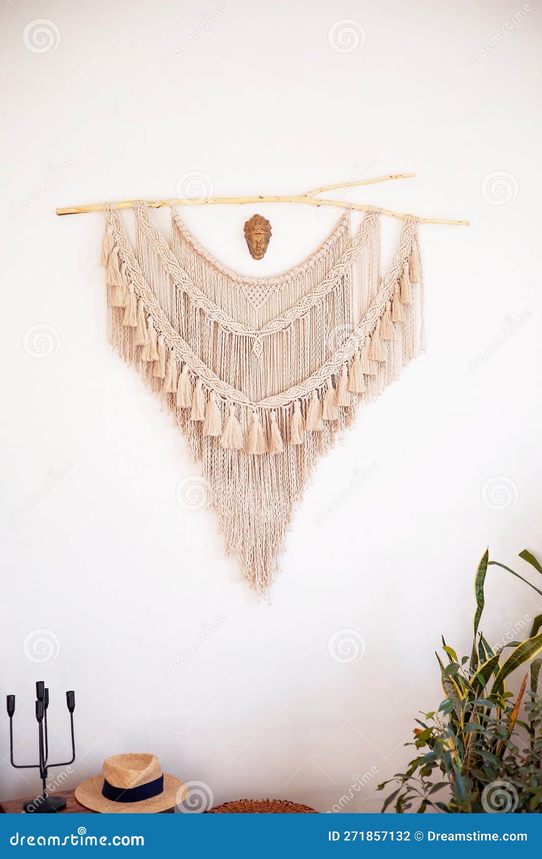 Decorative Macrame Work Hanging on the Wall Detail Decorating the ...