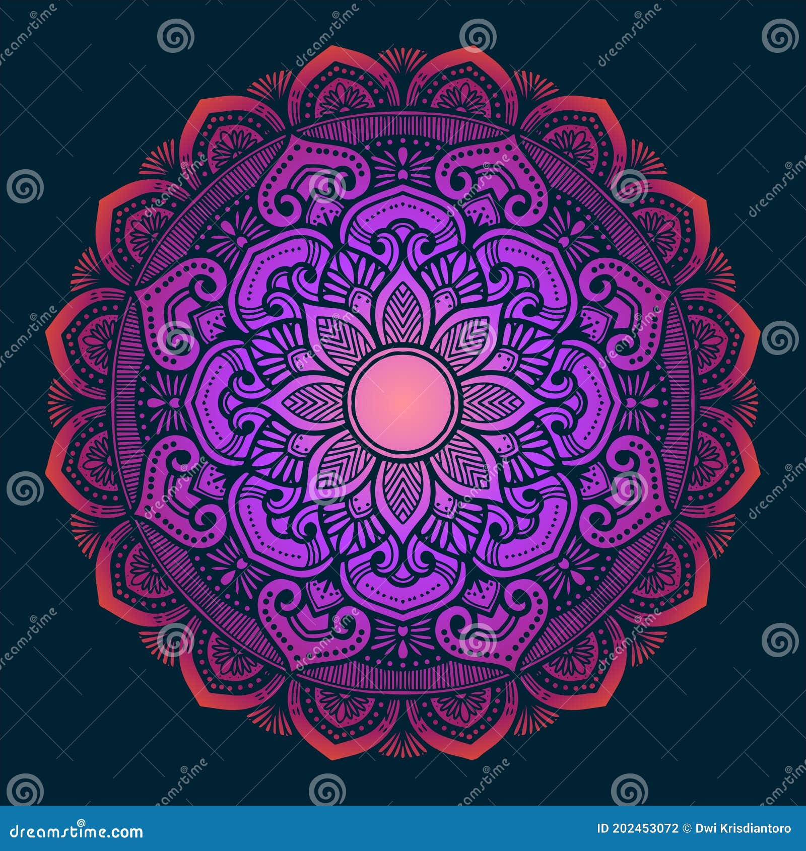 Decorative Mandala Art with Dual Tone Color Gradient Stock Vector ...