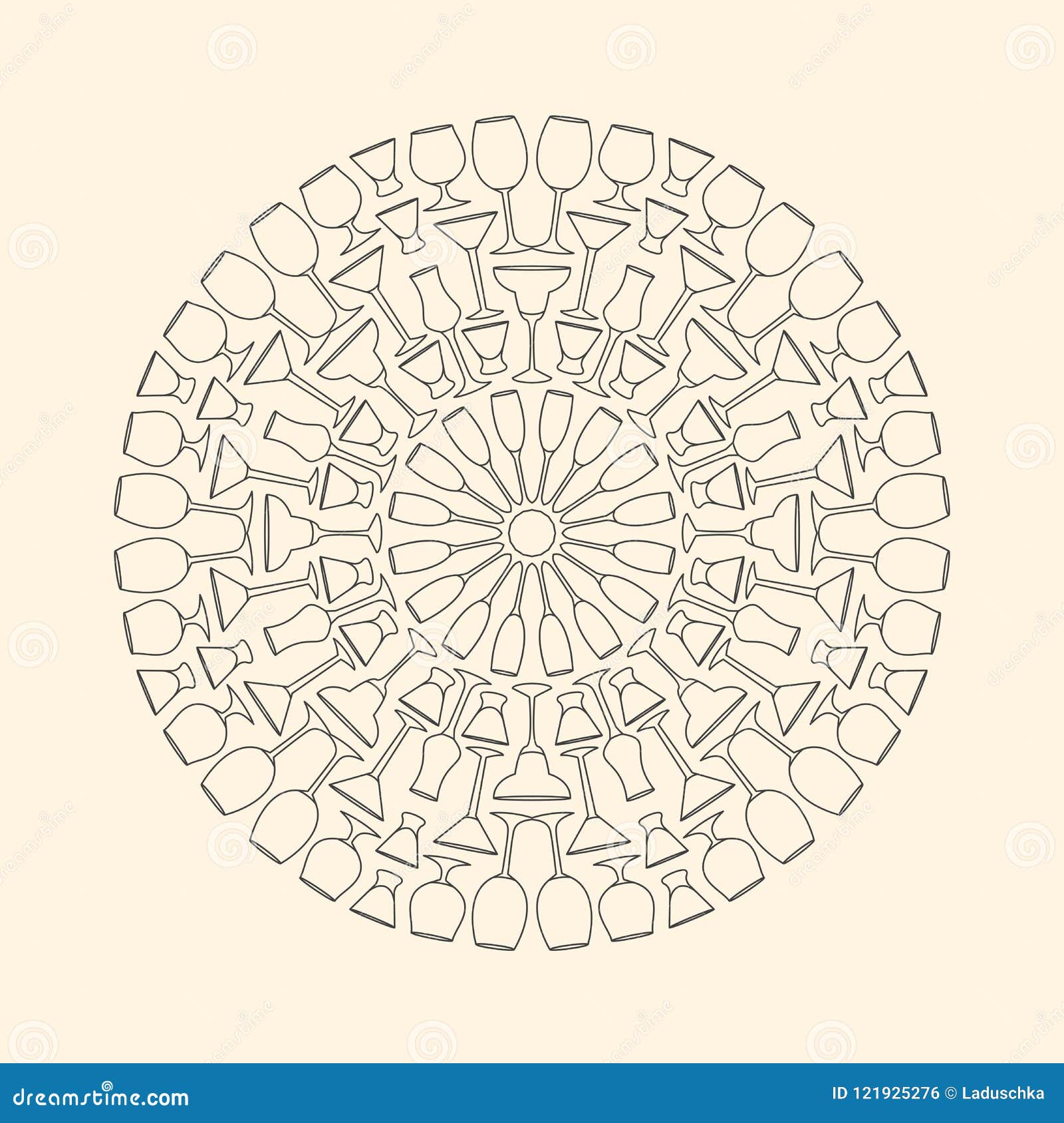Decorative Mandala Composed of Drinkware Stock Vector - Illustration of ...