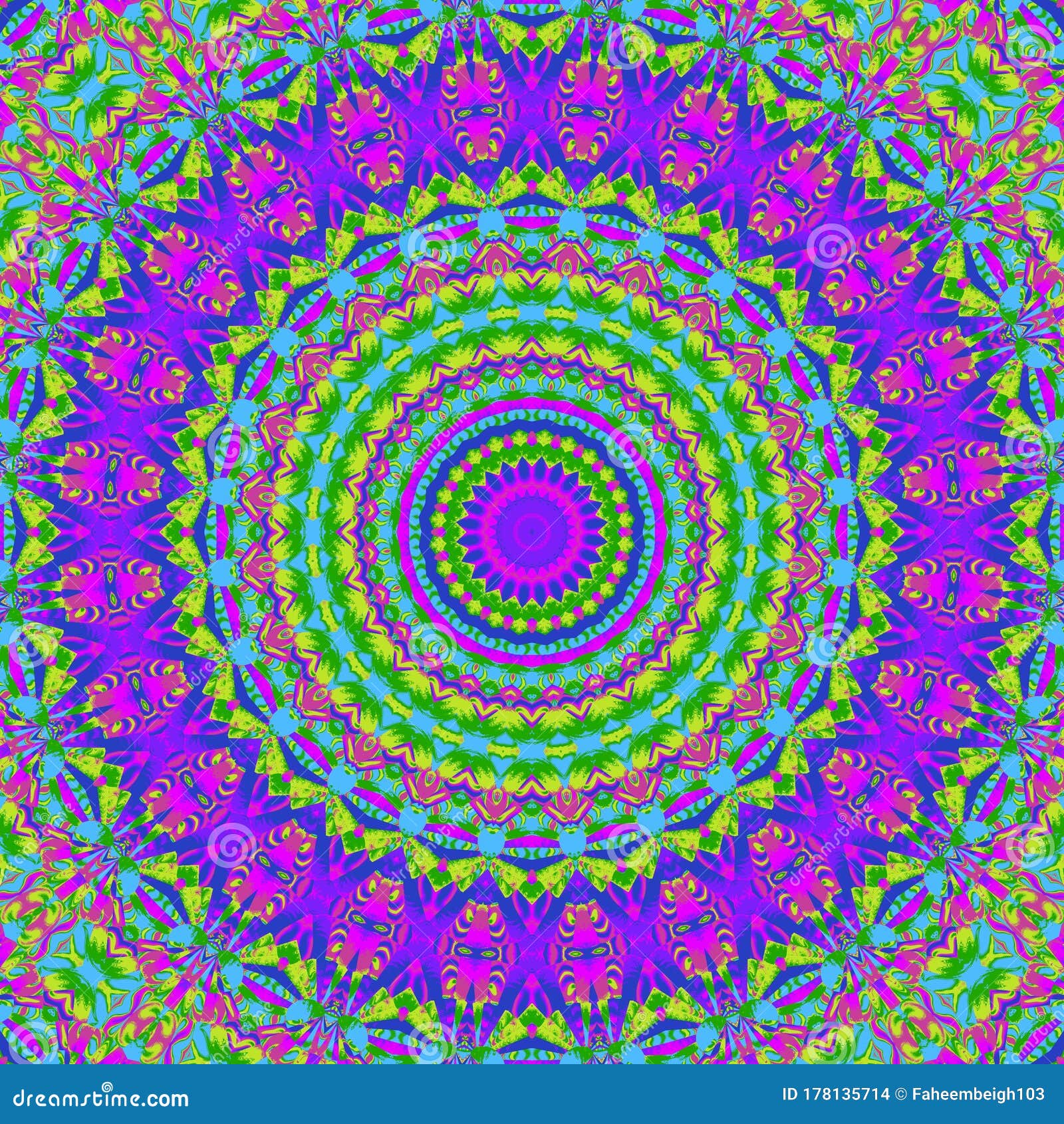 Decorative Mandala Ornamental Pattern Texture in Rainbow Colors. Stock ...