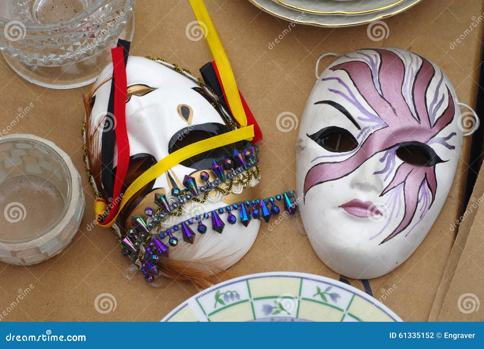 Decorative Masks Flea Market Stock Photo - Image of decoration ...
