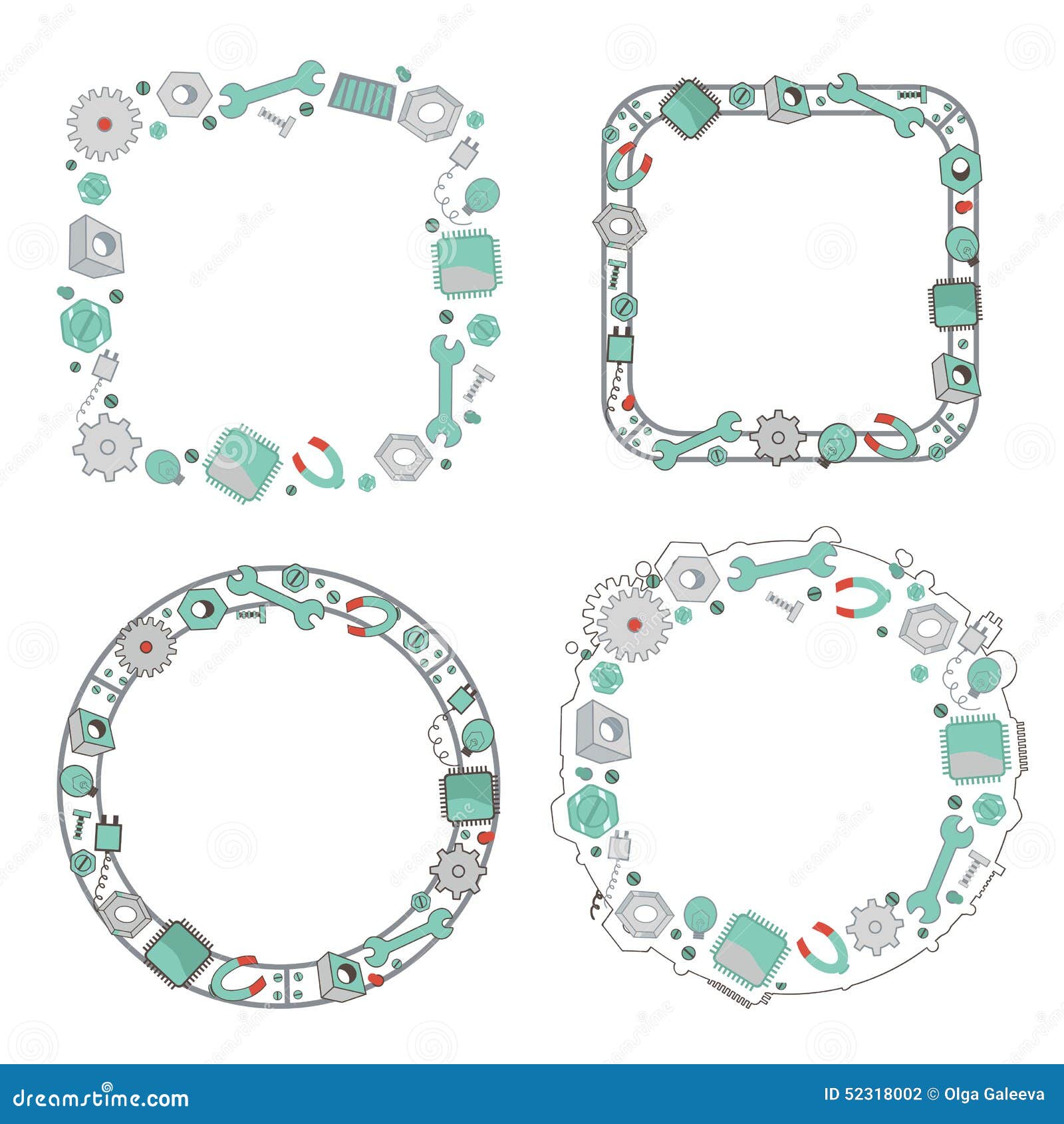 Decorative Mechanical Frames Collection Stock Vector - Illustration of ...