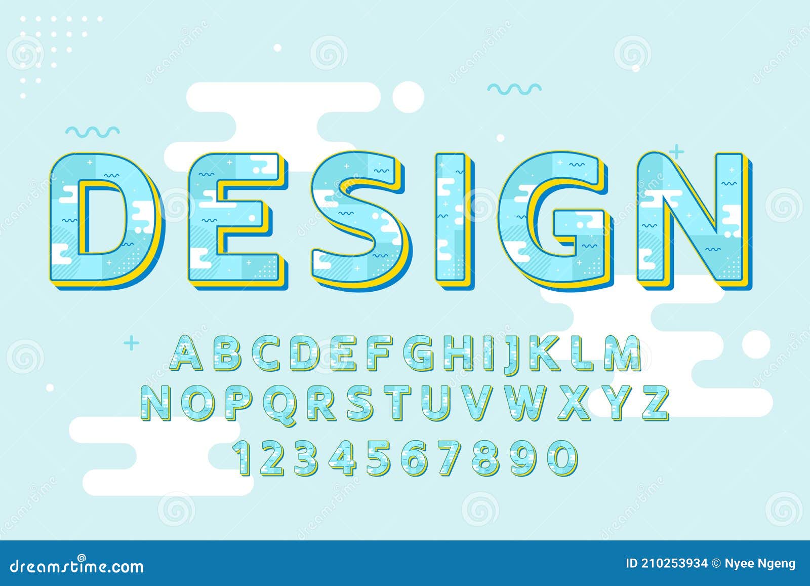 Decorative Memphis Font And Alphabet With Patterns Vector Illustration ...