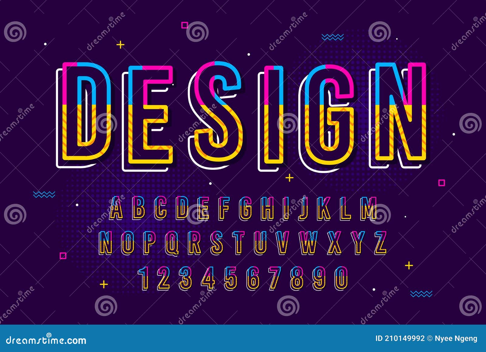 Decorative Memphis Font and Alphabet Stock Vector - Illustration of ...