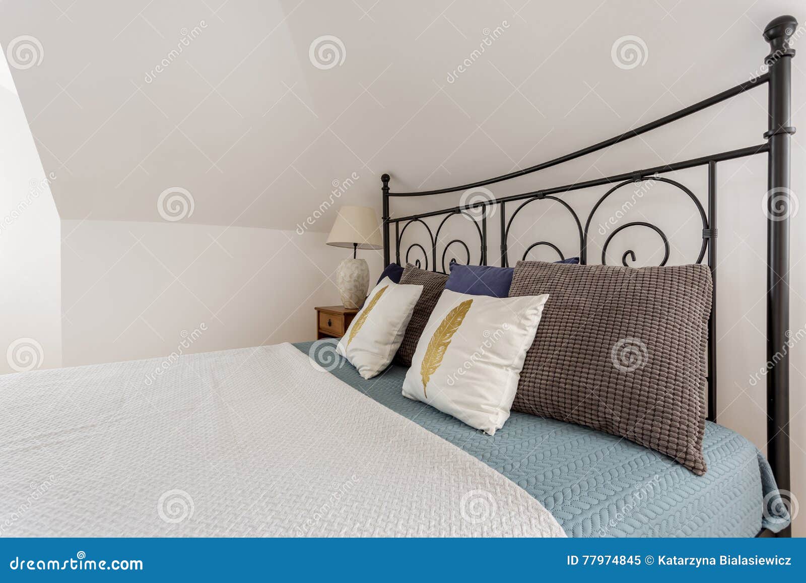 Decorative Metal Bed Frame Idea Stock Image - Image of house, elegant ...