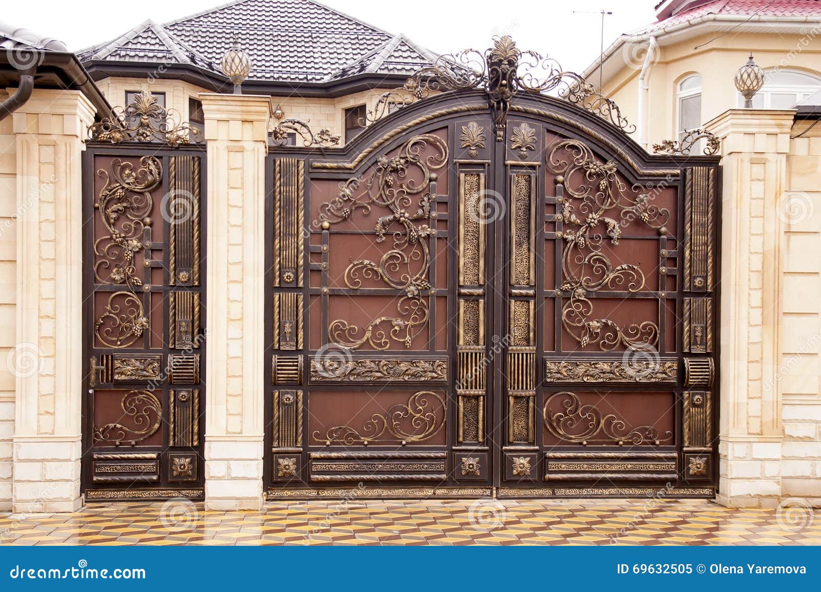 Decorative metal gates stock image. Image of entrance - 69632505