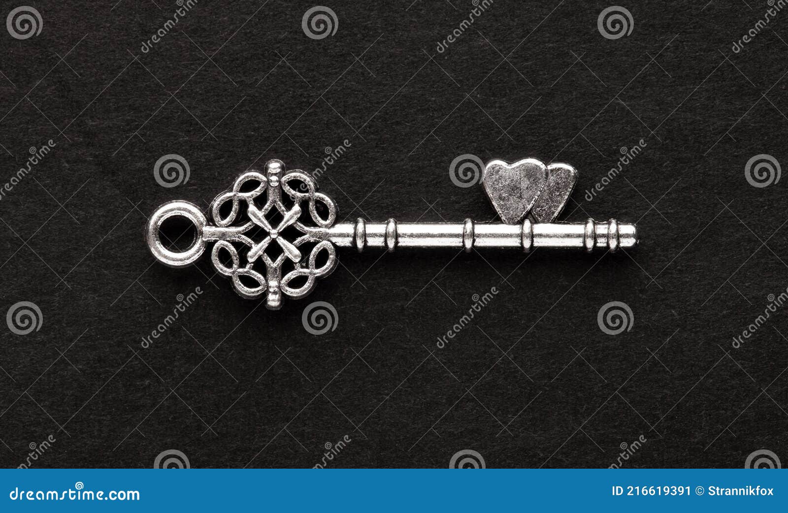 Decorative Metal Key on the Empty Black Background Stock Image - Image ...