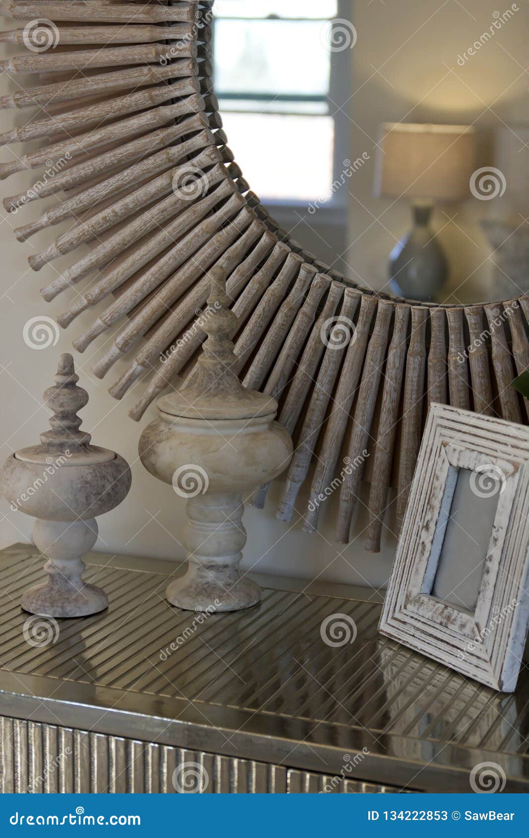 Decorative Mirror and Table Decor Stock Image - Image of comfort, brown ...