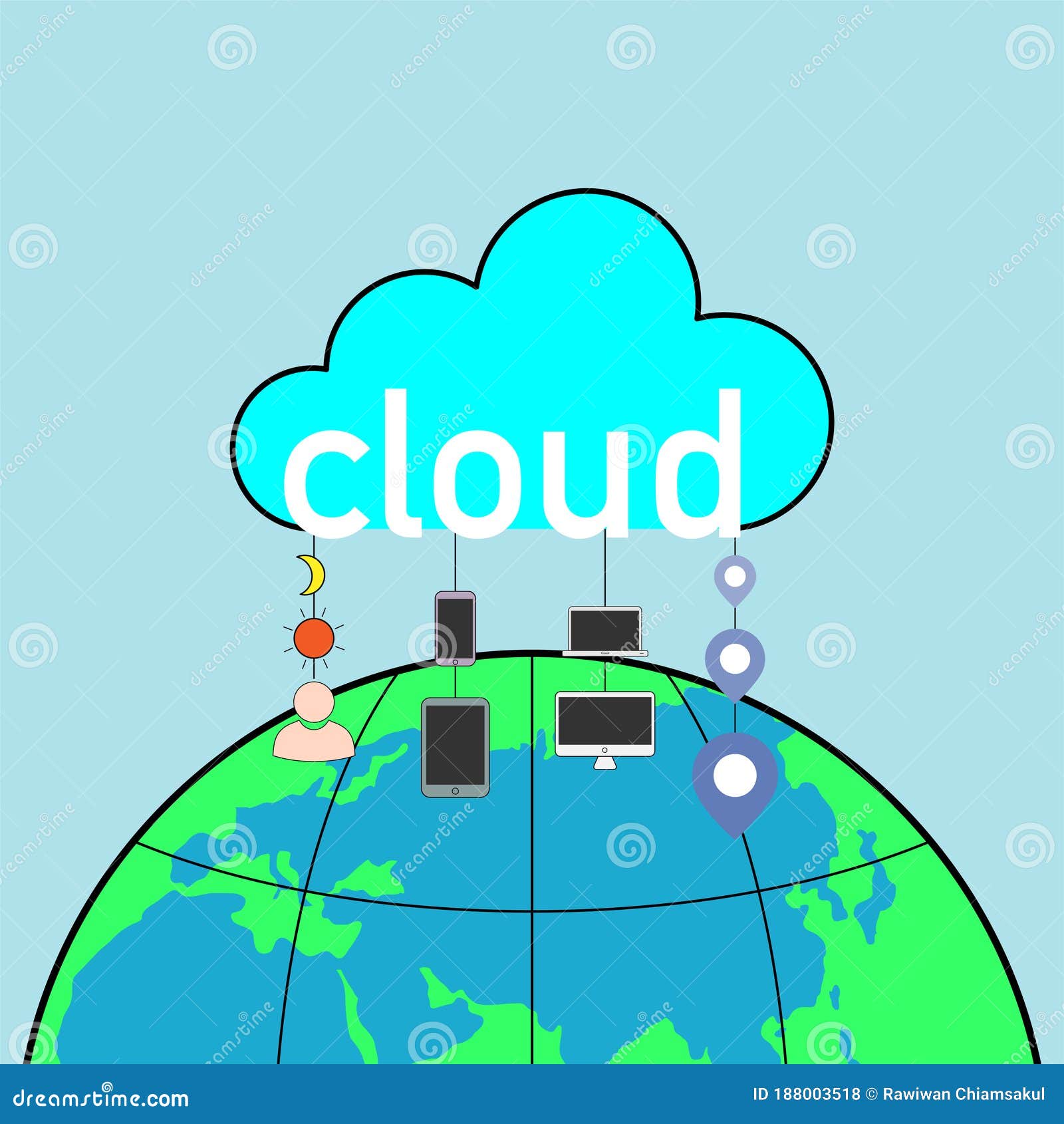 Cloud Convenient 2 stock vector. Illustration of flat - 188003518