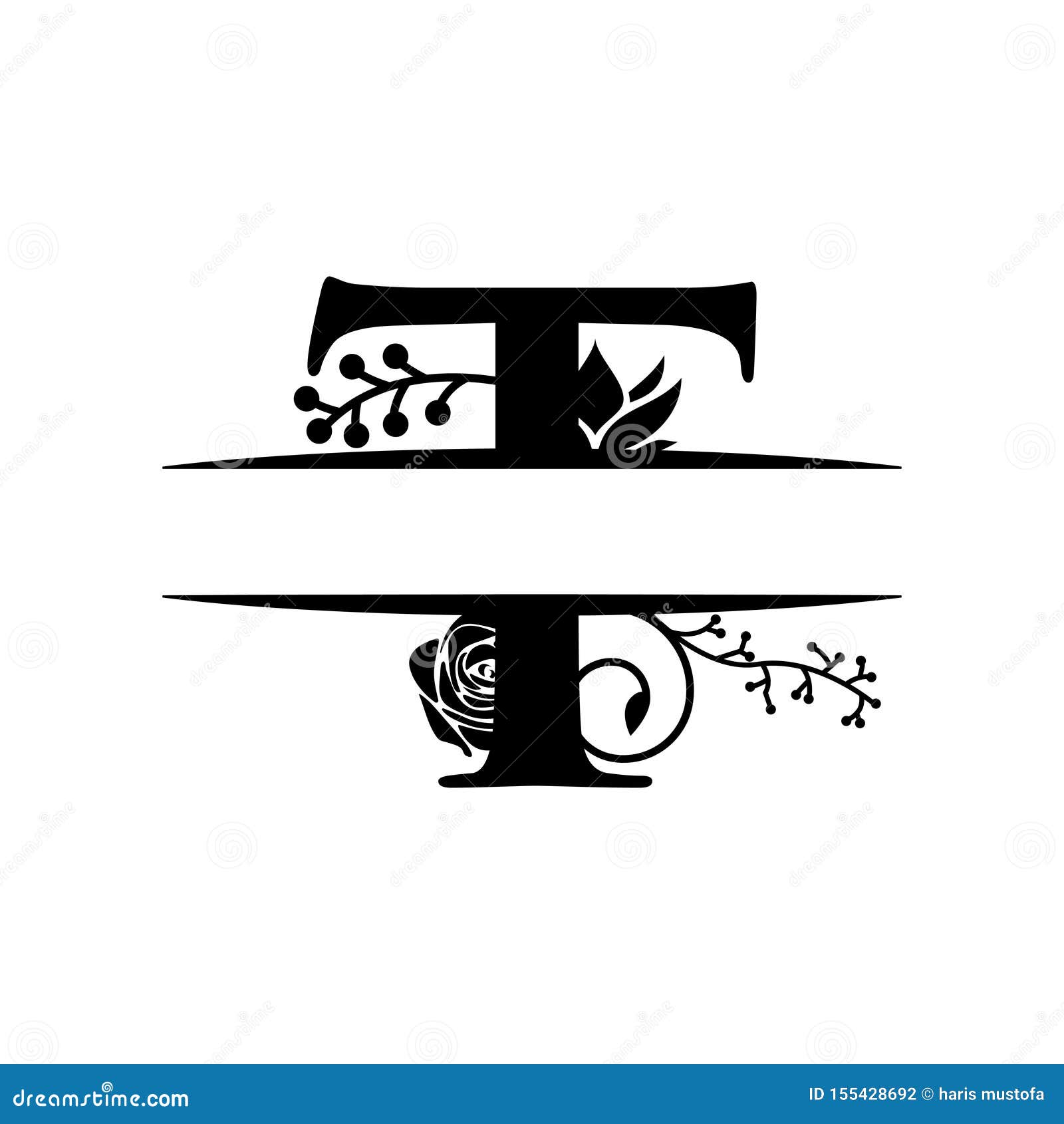 Decorative Monogram Split Letter Graphic Design Template Isolated Stock ...