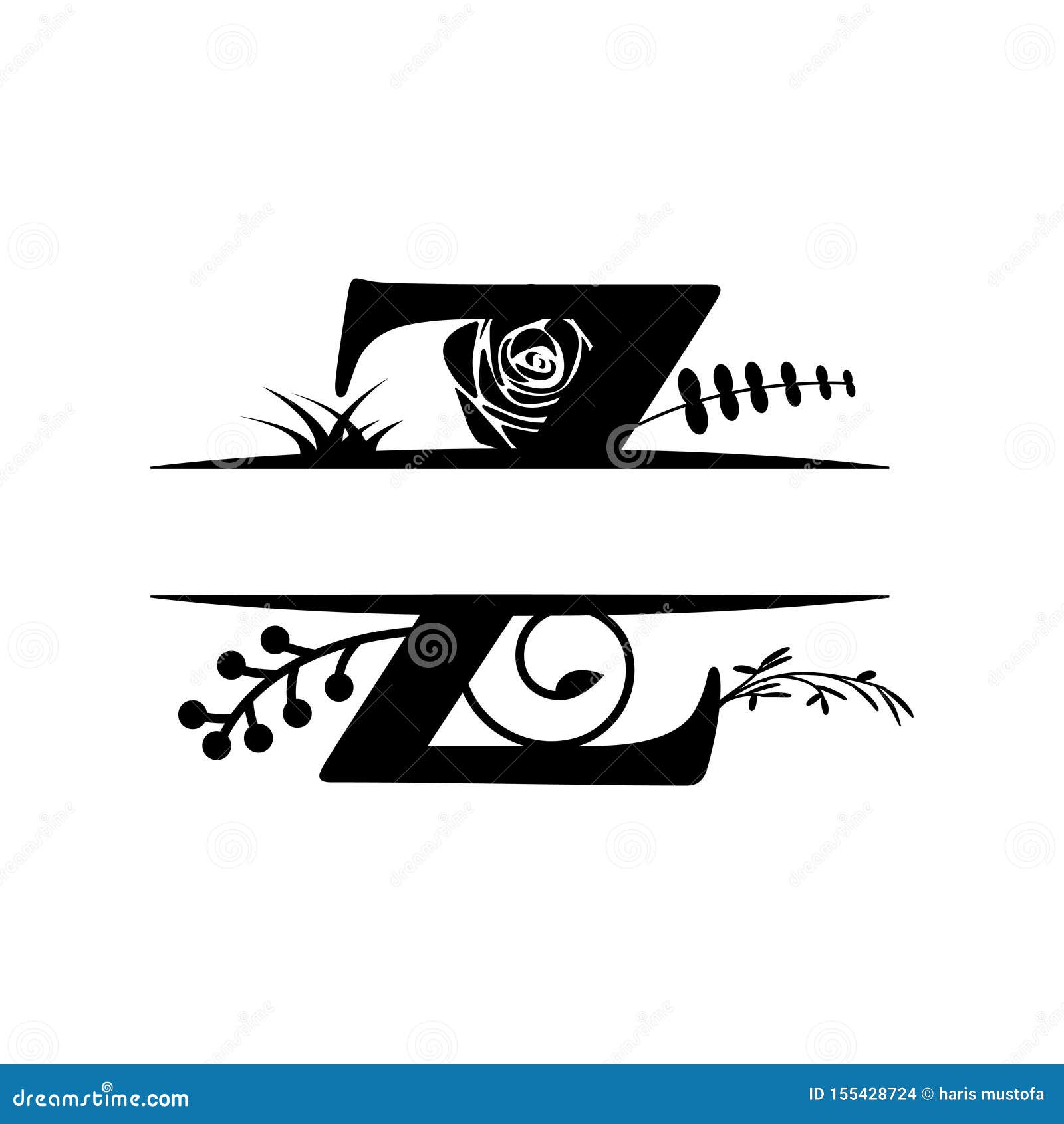 Decorative Monogram Split Letter Graphic Design Template Isolated Stock ...