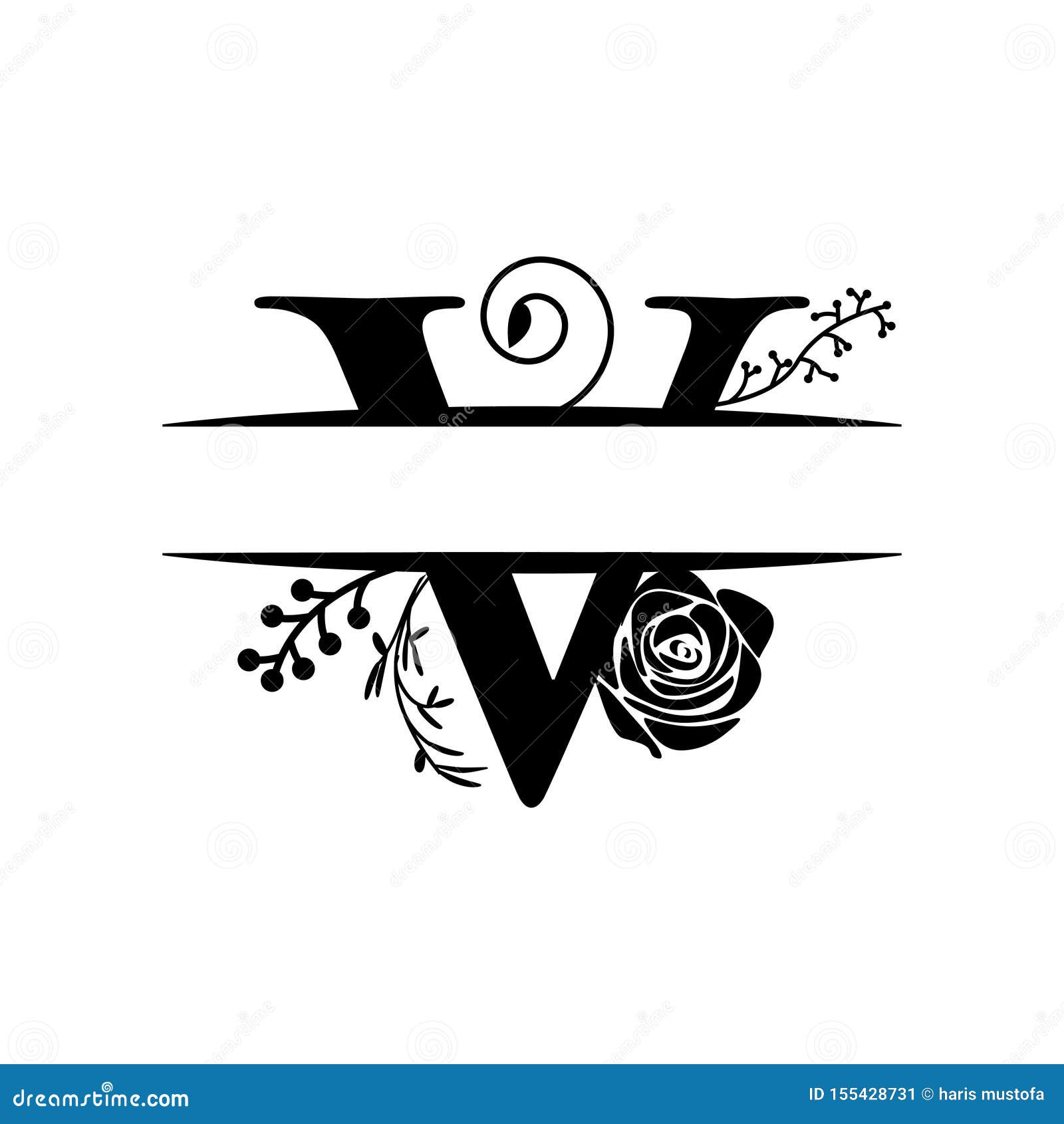 Decorative Monogram Split Letter Graphic Design Template Isolated Stock ...