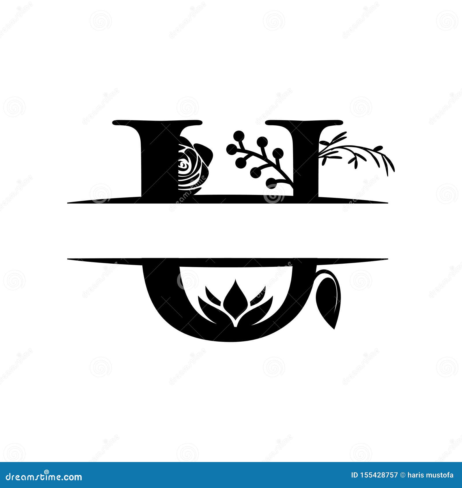 Decorative Monogram Split Letter Graphic Design Template Isolated Stock ...