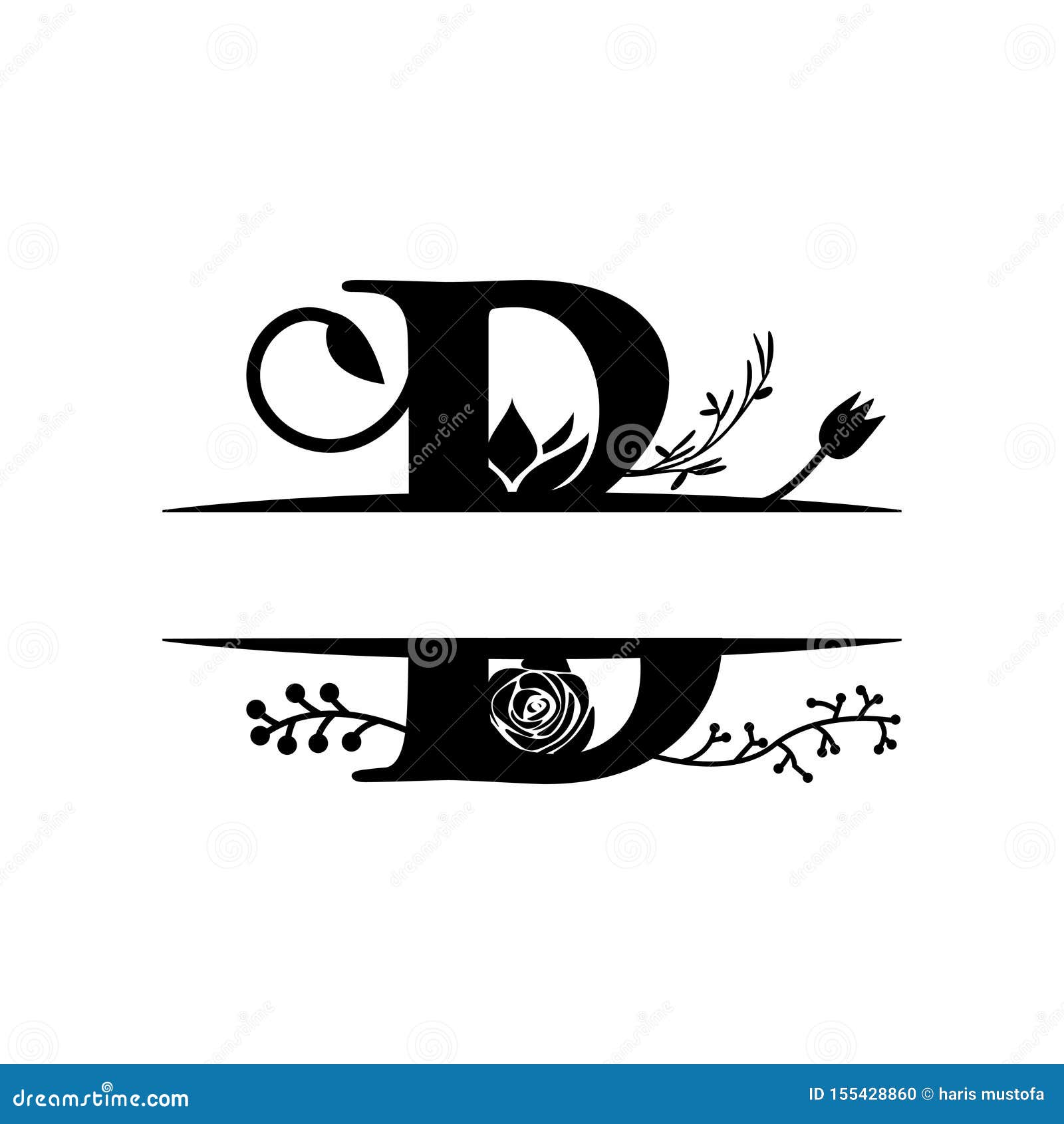 Decorative Monogram Split Letter Graphic Design Template Isolated Stock ...