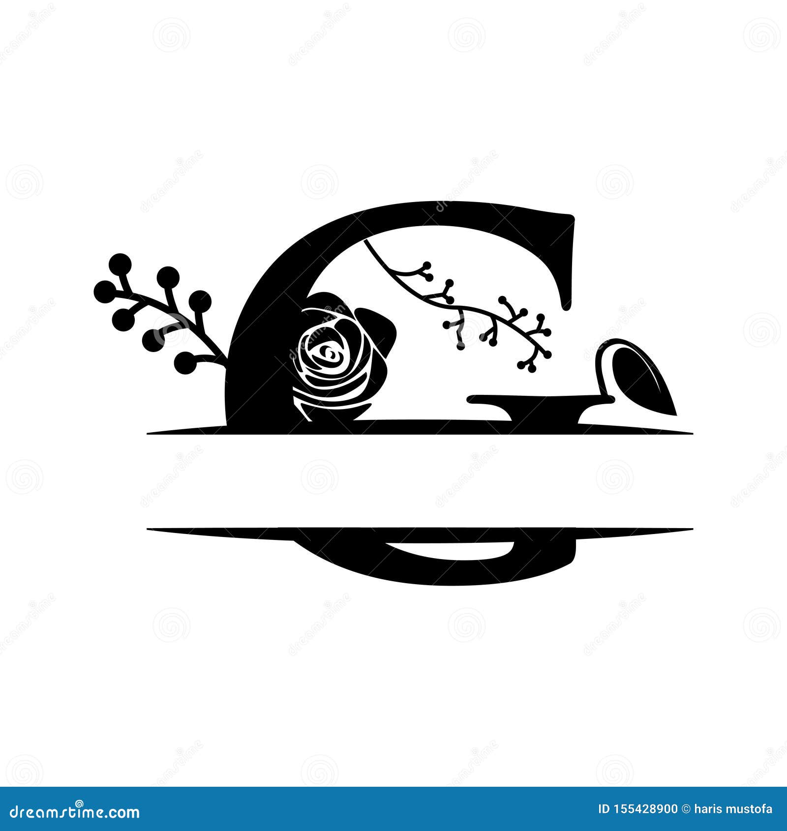 Decorative Monogram Split Letter Graphic Design Template Isolated Stock ...