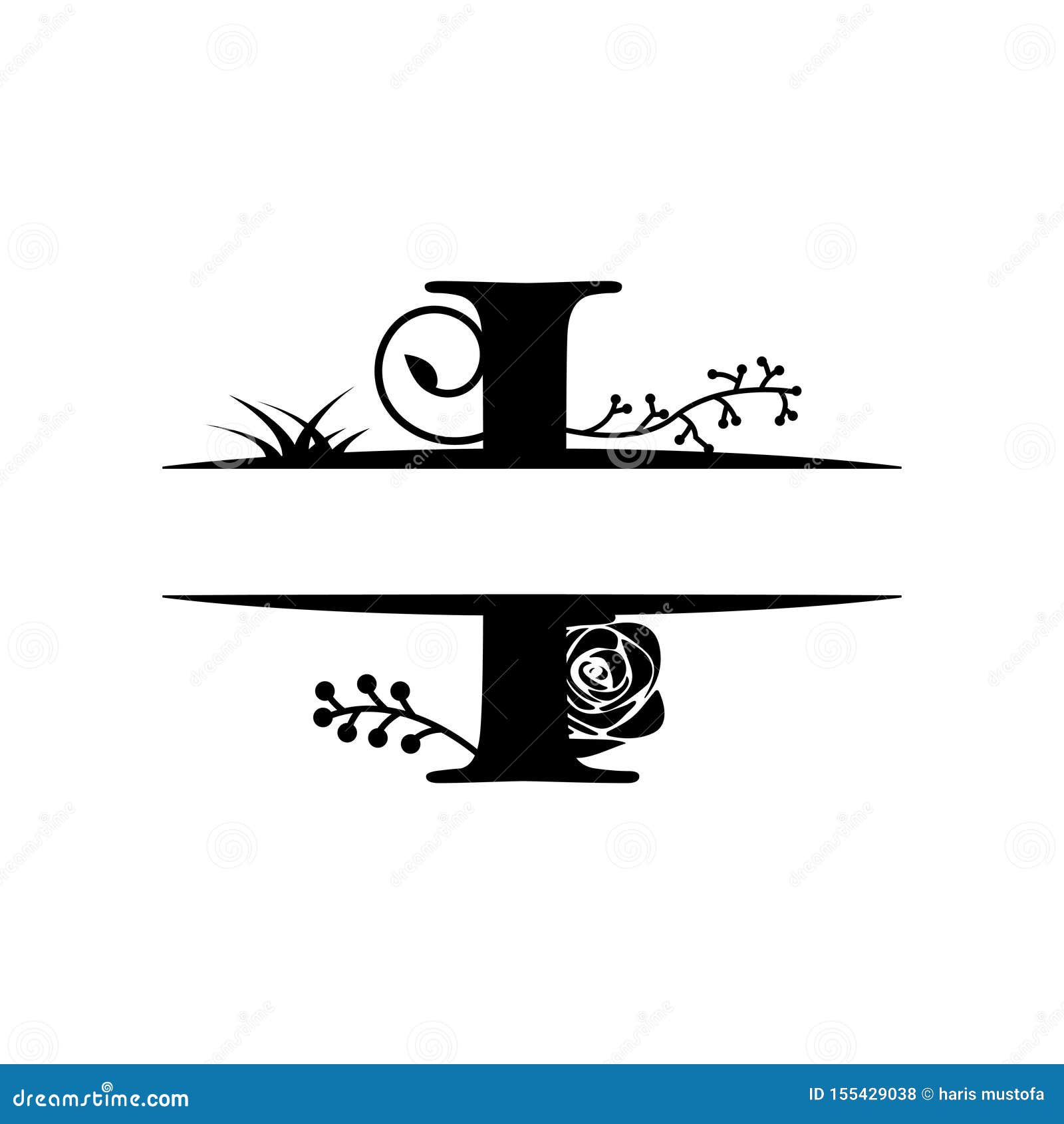 Decorative Monogram Split Letter Graphic Design Template Isolated Stock ...