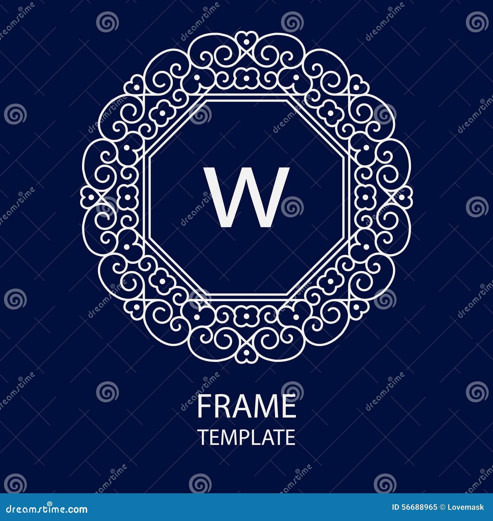 Decorative monogram stock vector. Illustration of lace - 56688965