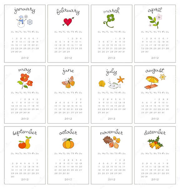 Decorative Monthly Calendars Stock Vector - Illustration of agenda ...