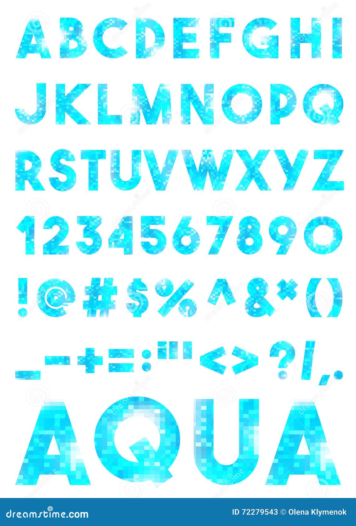 Decorative Mosaic Aqua Alphabet. Stock Vector - Illustration of pool ...