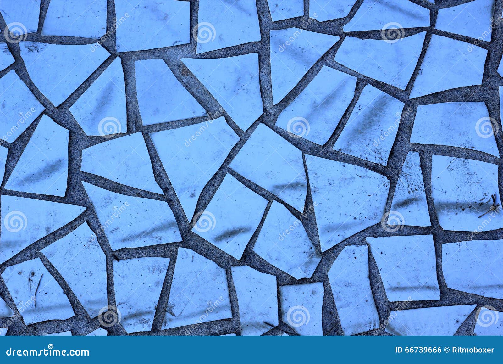 Decorative Mosaic of Broken Blue Tiles Stock Photo - Image of creative ...